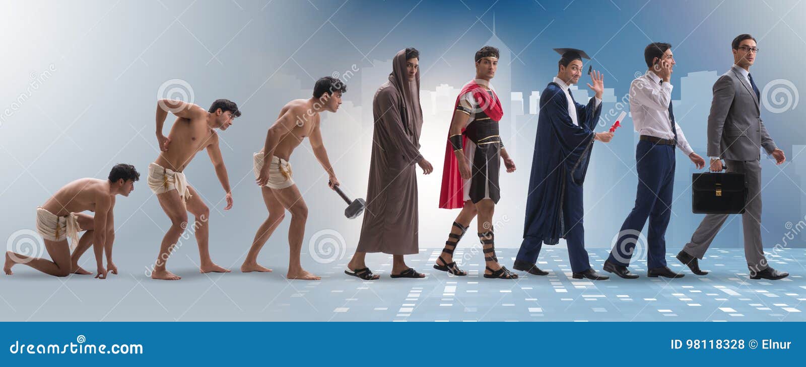 The Progression of Man Mankind from Ancient To Modern Stock Photo ...