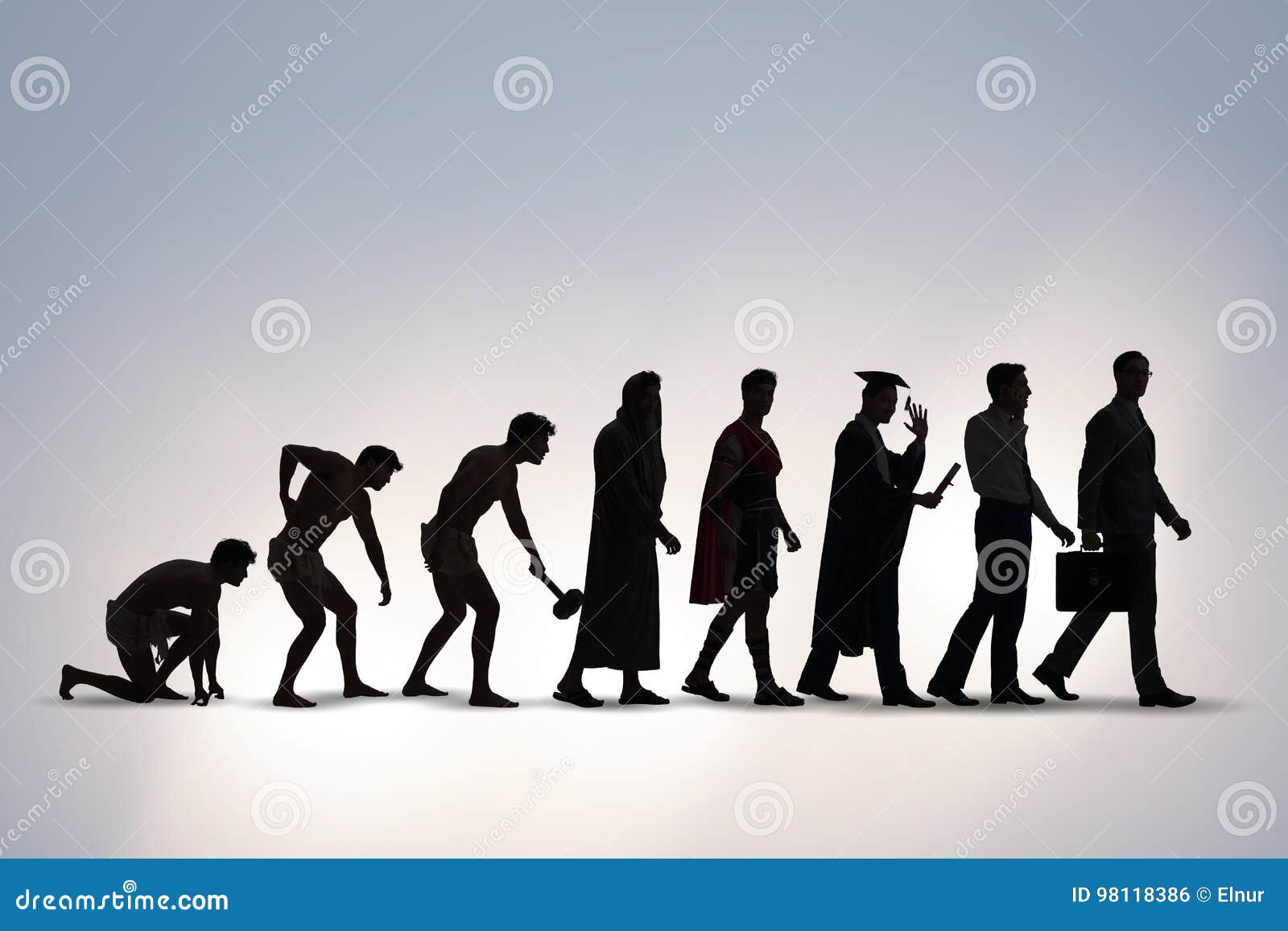The Progression of Man Mankind from Ancient To Modern Stock Photo ...