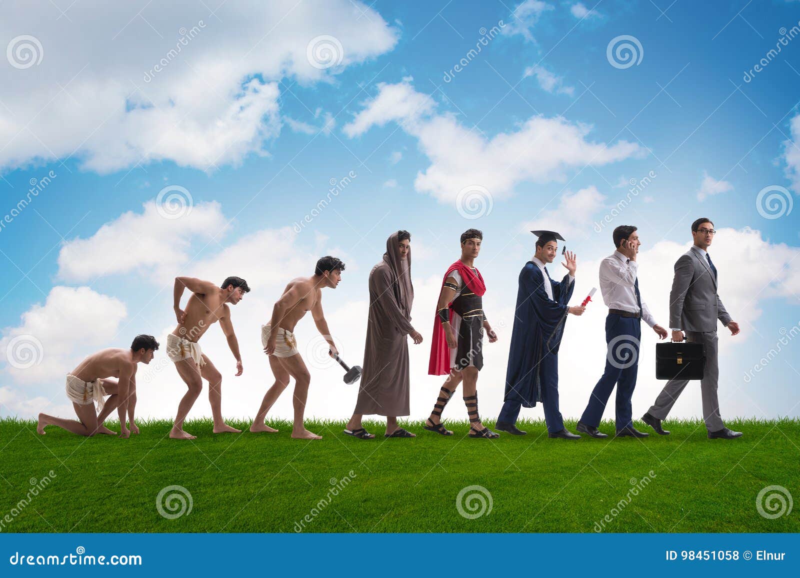 The Progression of Man Mankind from Ancient To Modern Stock Photo ...