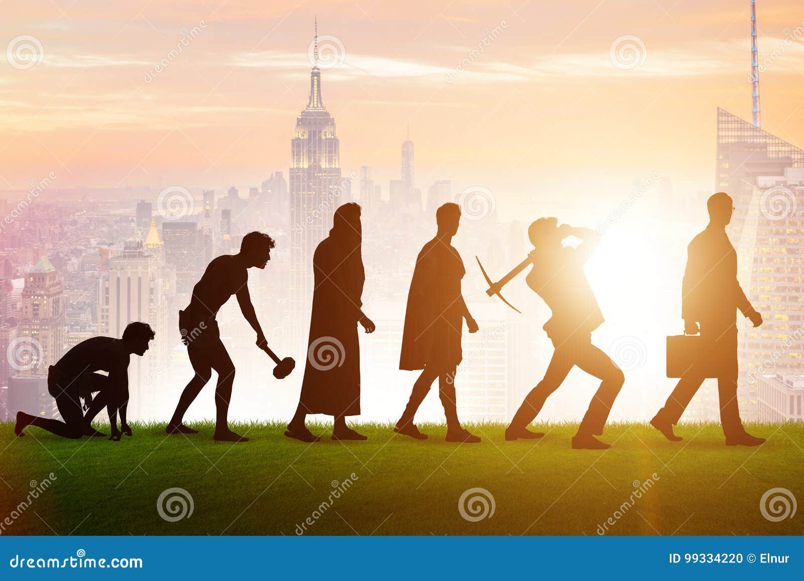 The Progression of Man Mankind from Ancient To Modern Stock Photo ...