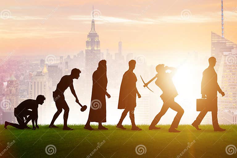 The Progression of Man Mankind from Ancient To Modern Stock Photo ...