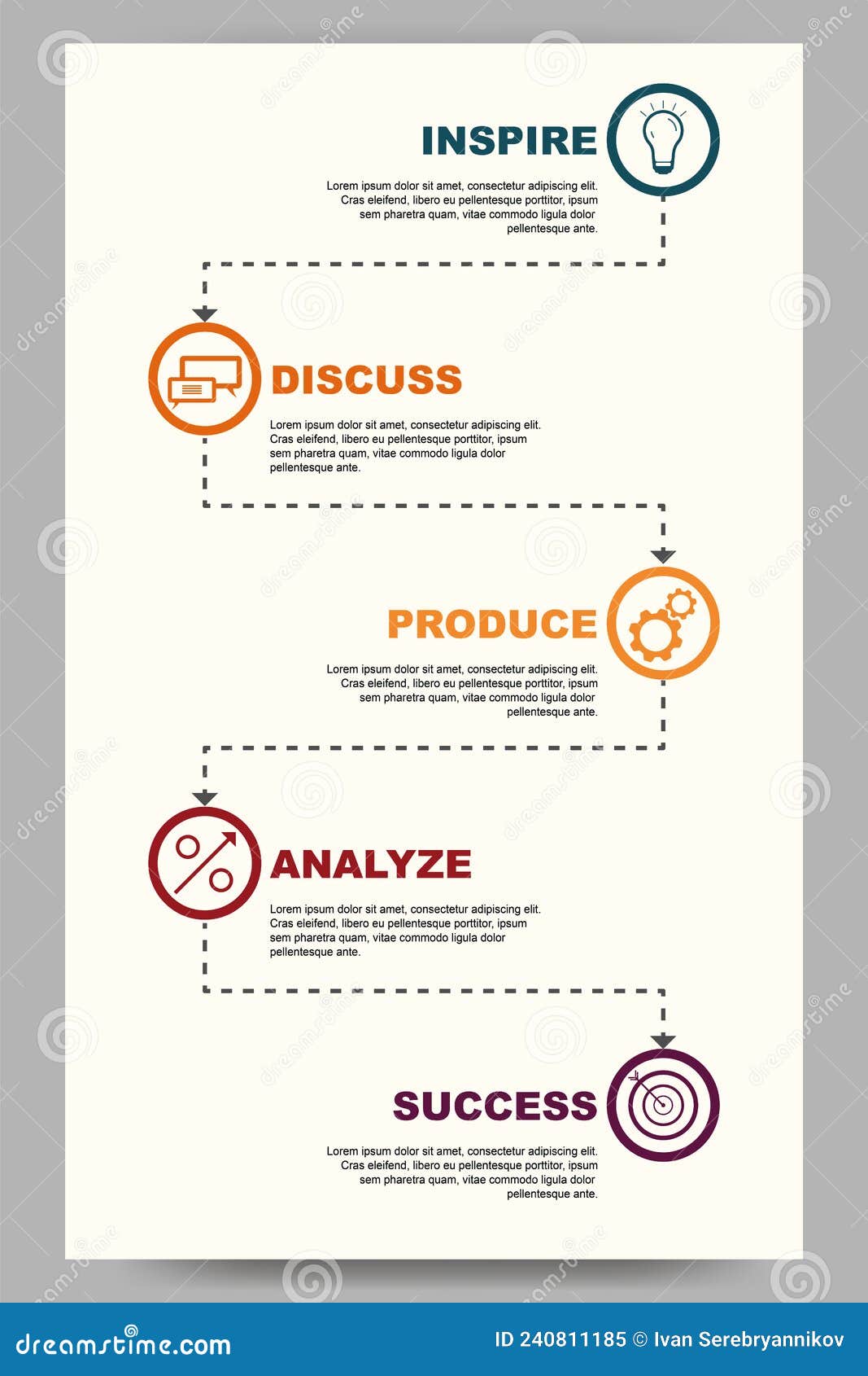 Progressive Business Vertical Template with 5 Stages Flowchart Stock ...