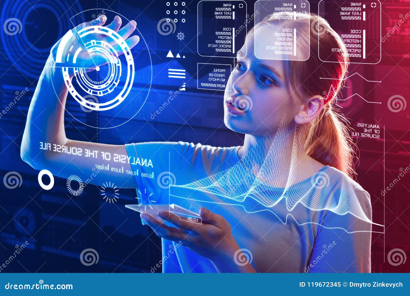 Progressive Girl Using a New Program while Holding a Smartphone Stock ...