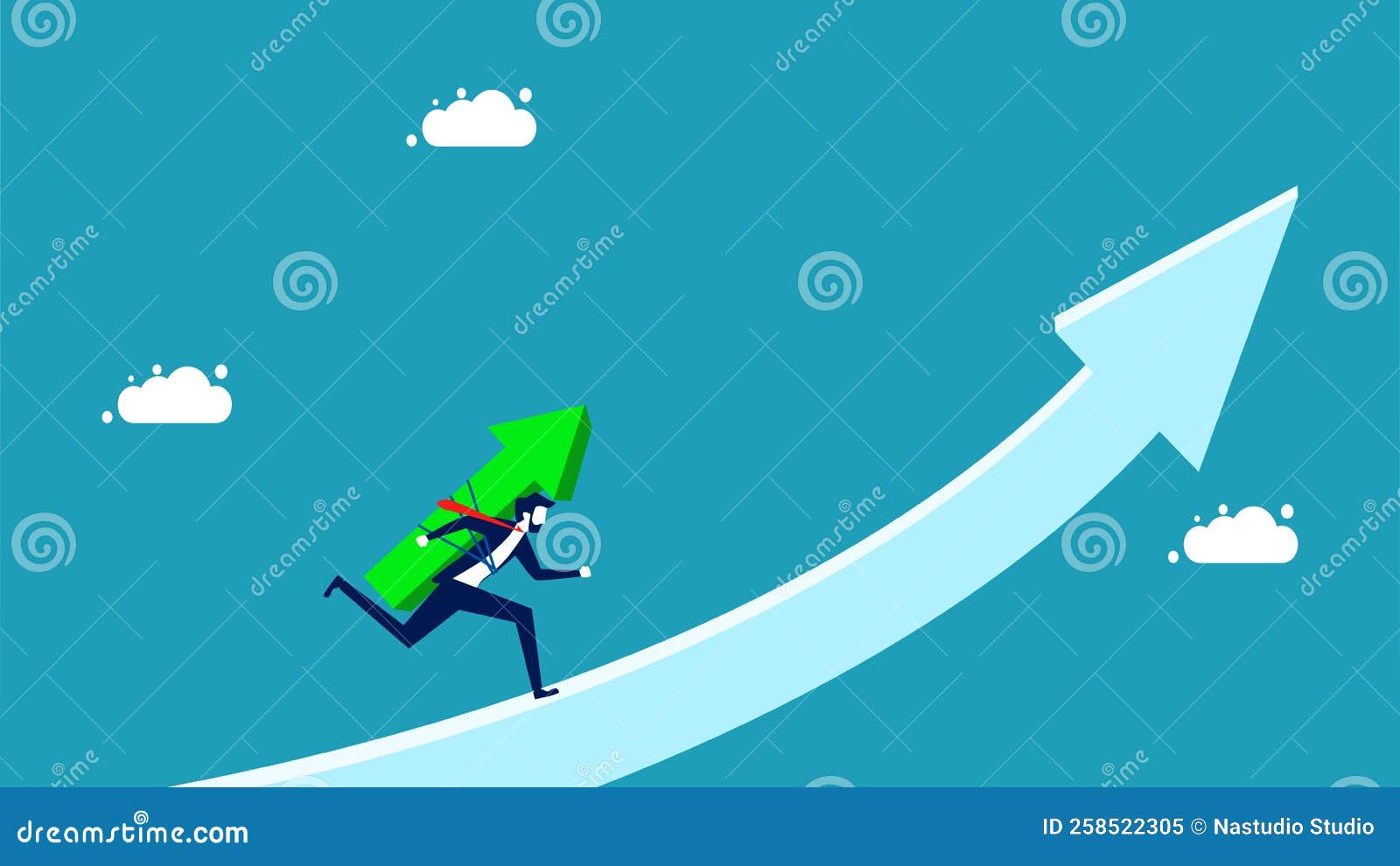 Progressive and Growing. Progressive Businessman Running on Arrows ...