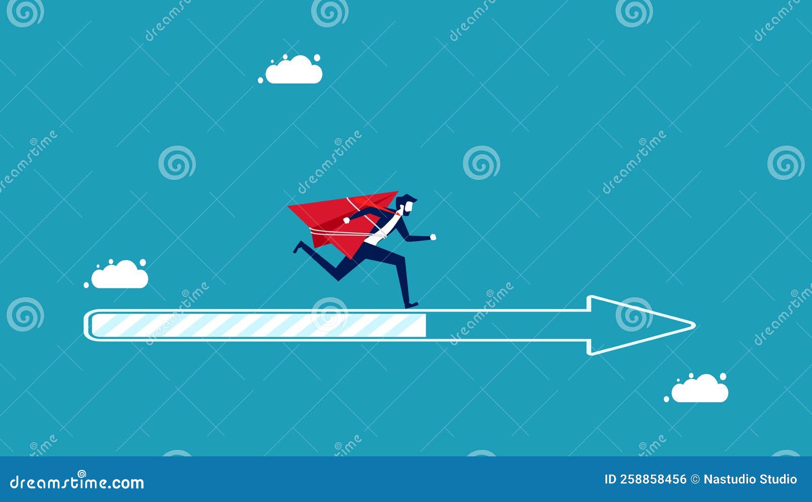 Progressive Leaders. Businessman with a Paper Plane Running on an Arrow ...