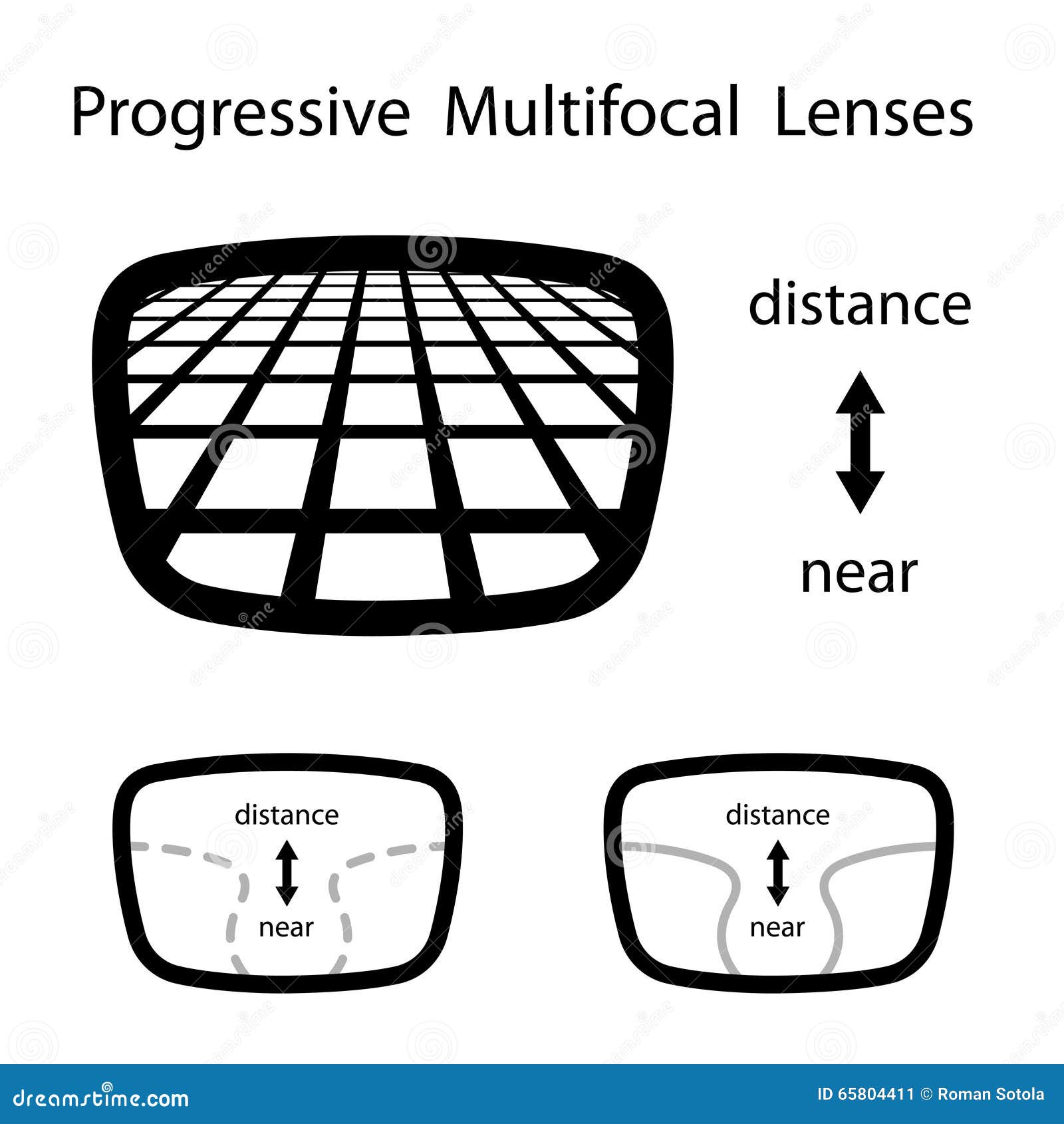 Progressive Multifocal Glasses Lenses Stock Vector - Illustration of ...