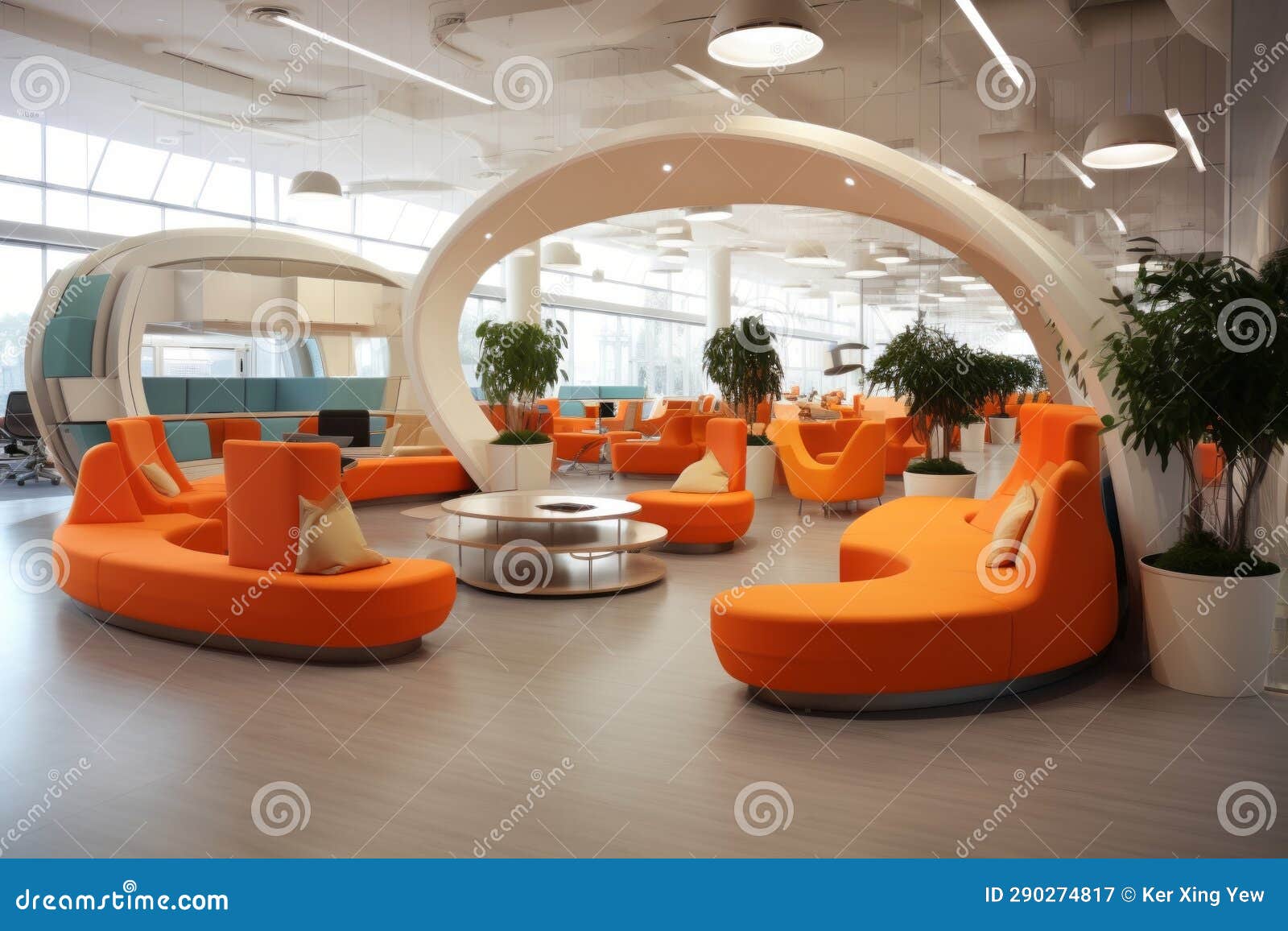 Progressive Office Design with Seating Stock Illustration ...