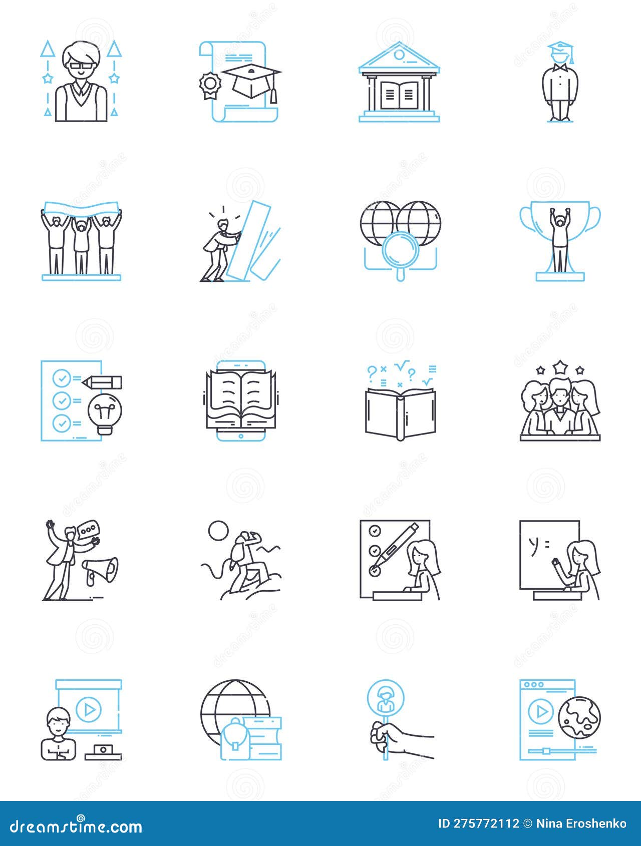 Progressive Pedagogy Linear Icons Set. Innovation, Creativity ...