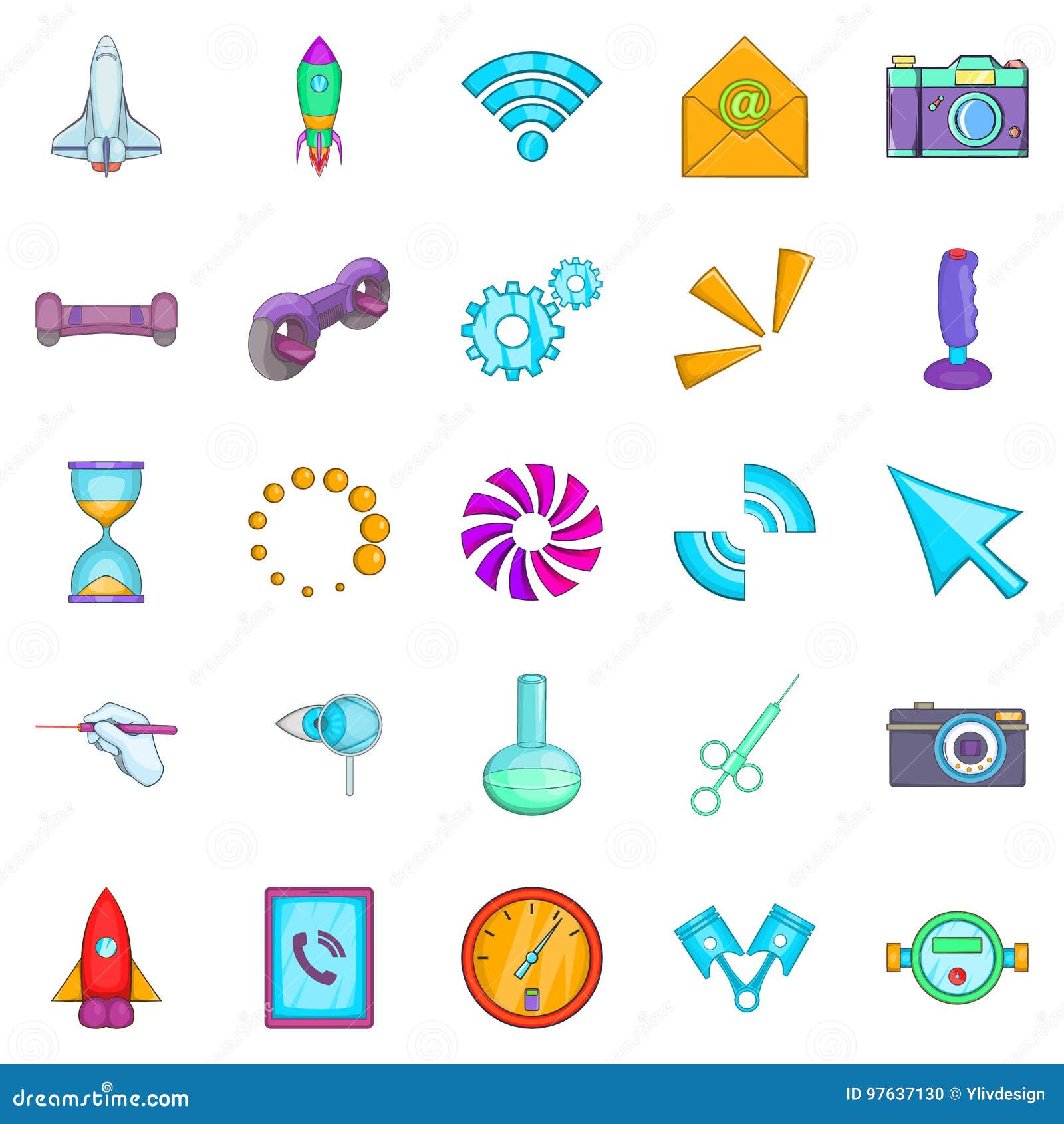 Progressive Technology Icons Set, Cartoon Style Stock Vector ...