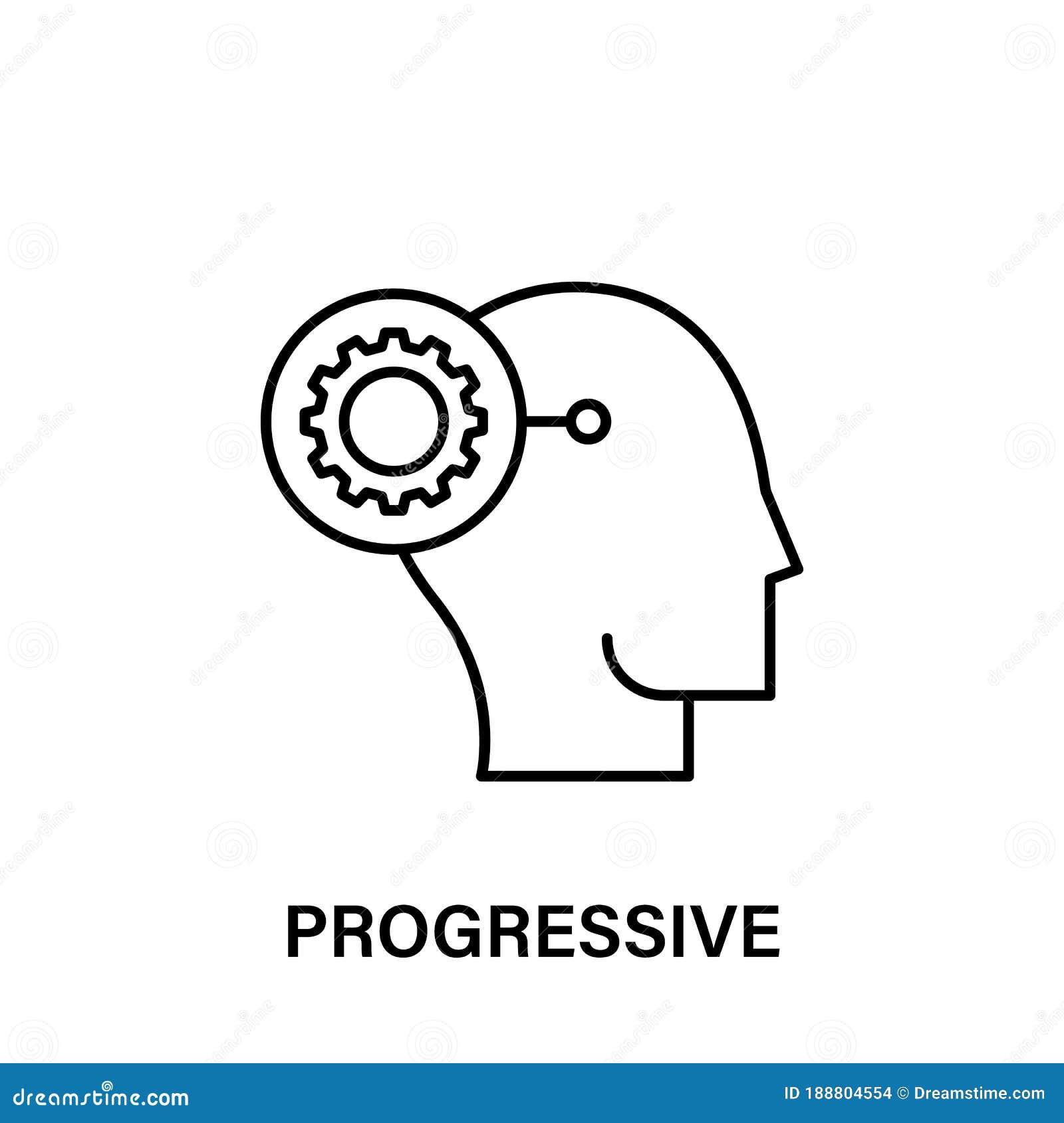 Progressive, Thinking, Head, Gear Icon. Element of Human Positive ...