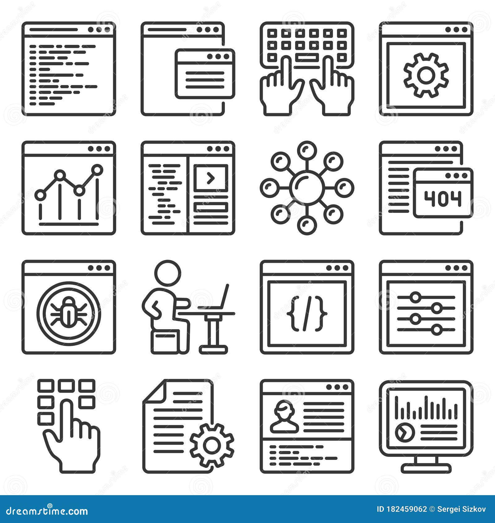 Progrmming Code And Coding Icons Set Line Style Vector Stock Vector 8877