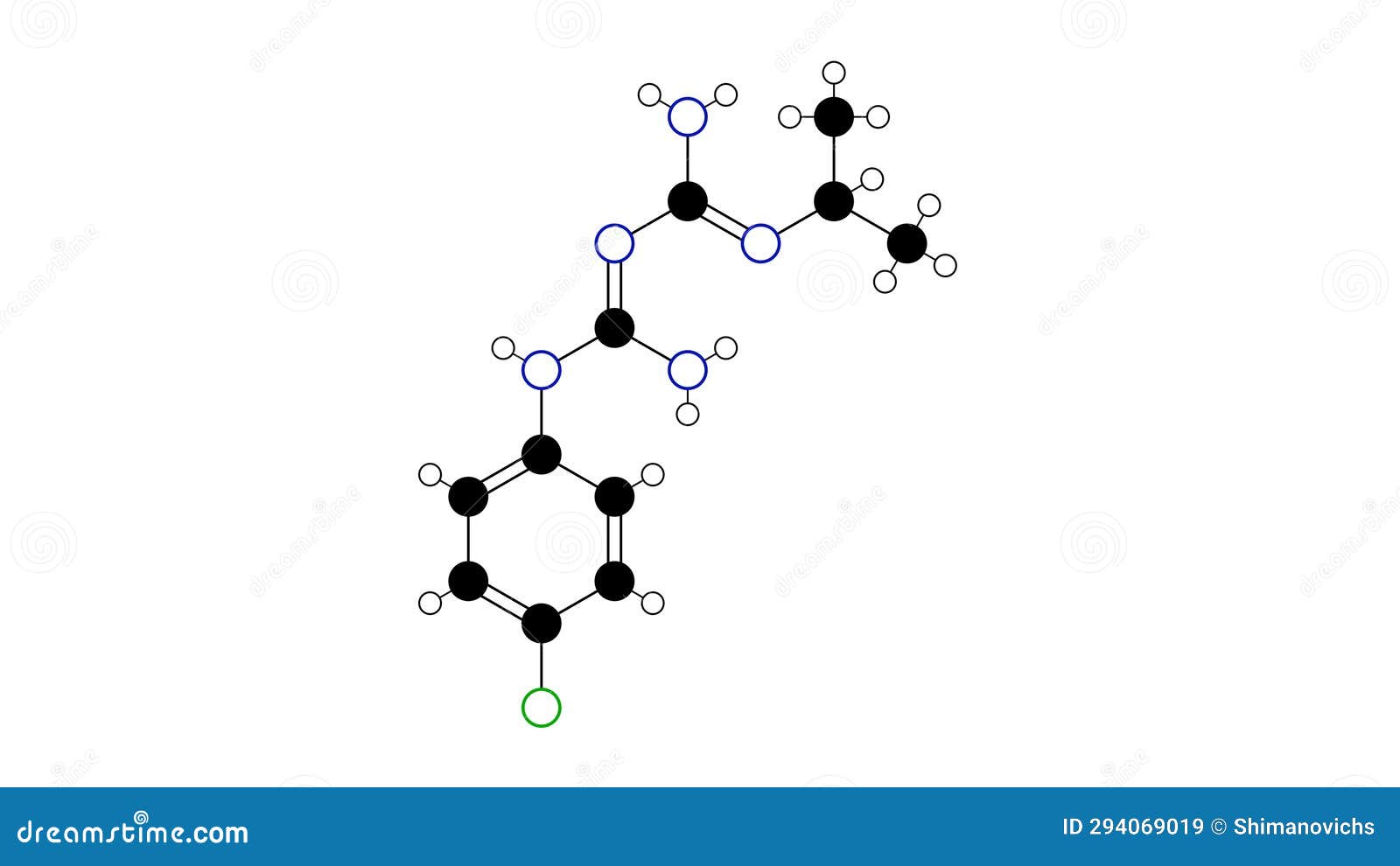 Proguanil Molecule, Structural Chemical Formula, Ball-and-stick Model ...