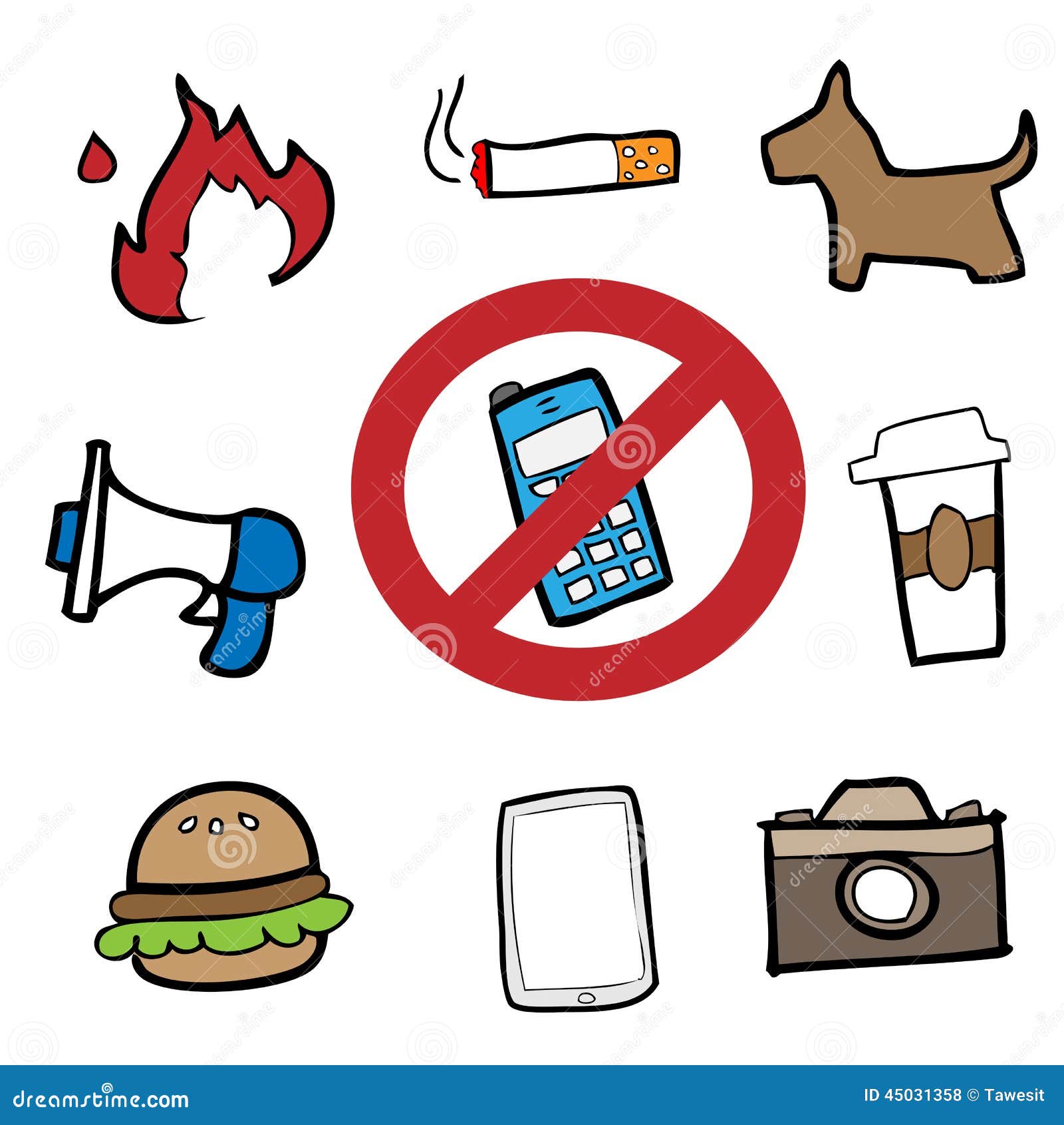 Prohibit Signs Drawing Cartoon Stock Vector - Illustration of cigarette ...