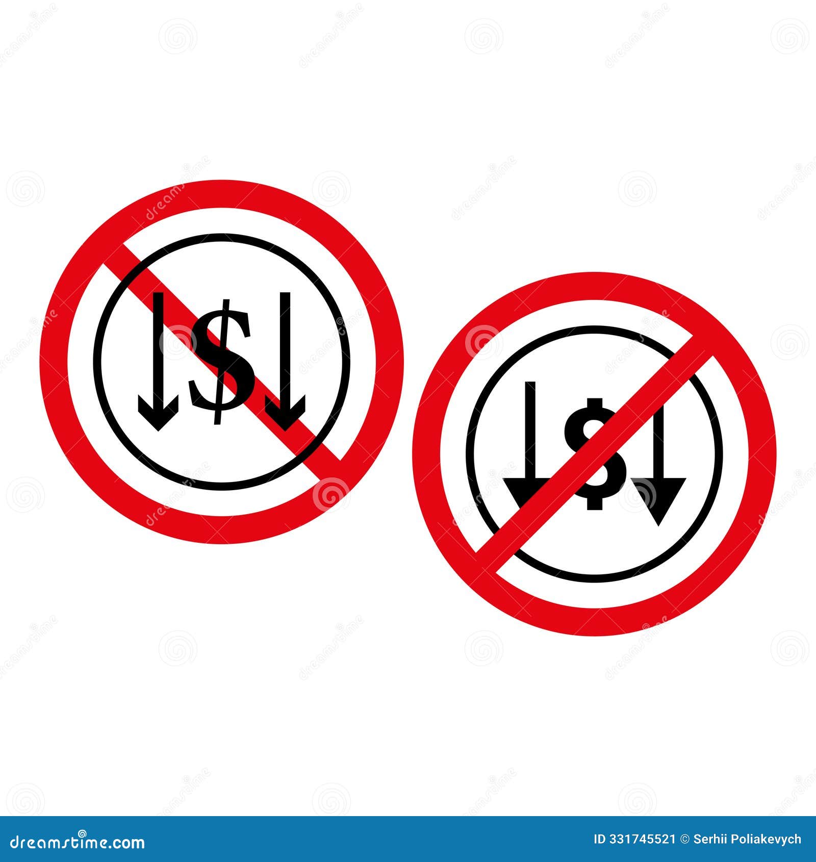 Prohibited Dollar Sign. Decrease Value Icon. Red Warning Symbol. Economic Downturn Graphic Stock ...