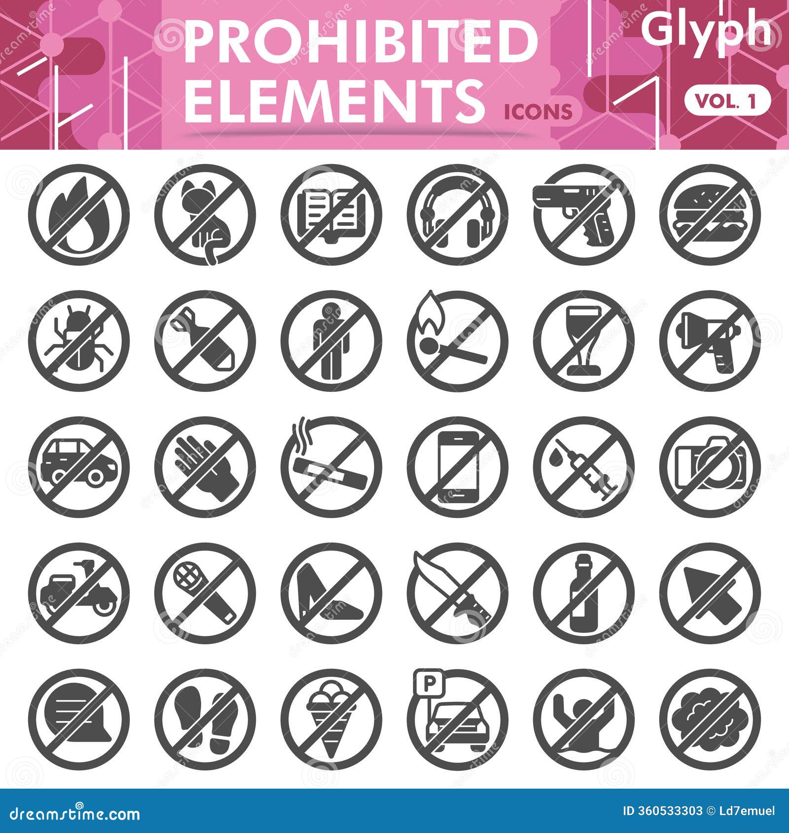 Prohibited Elements Collection or Sketches. Forbidden Element Theme ...