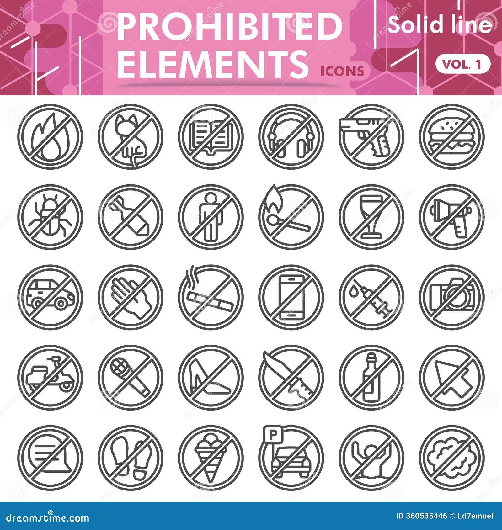 Prohibited Elements Collection or Sketches. Forbidden Element Theme ...