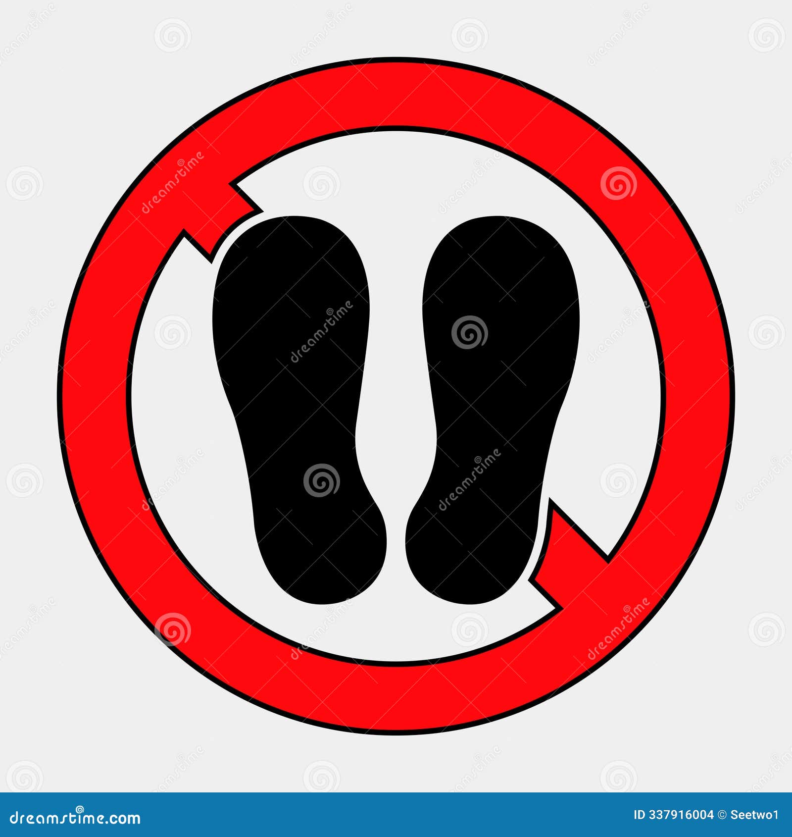 Prohibited Entry Sign with Footprints Symbol Stock Vector ...