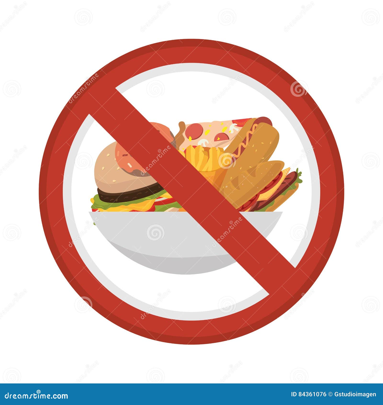 Prohibited fast food sign stock illustration. Illustration of diet ...