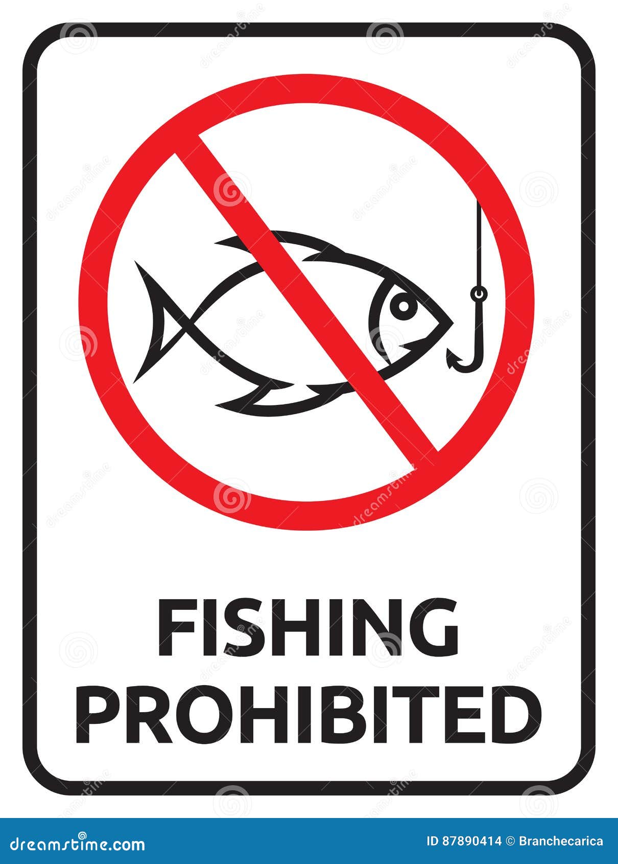 Prohibited fishing stock vector. Illustration of danger - 87890414