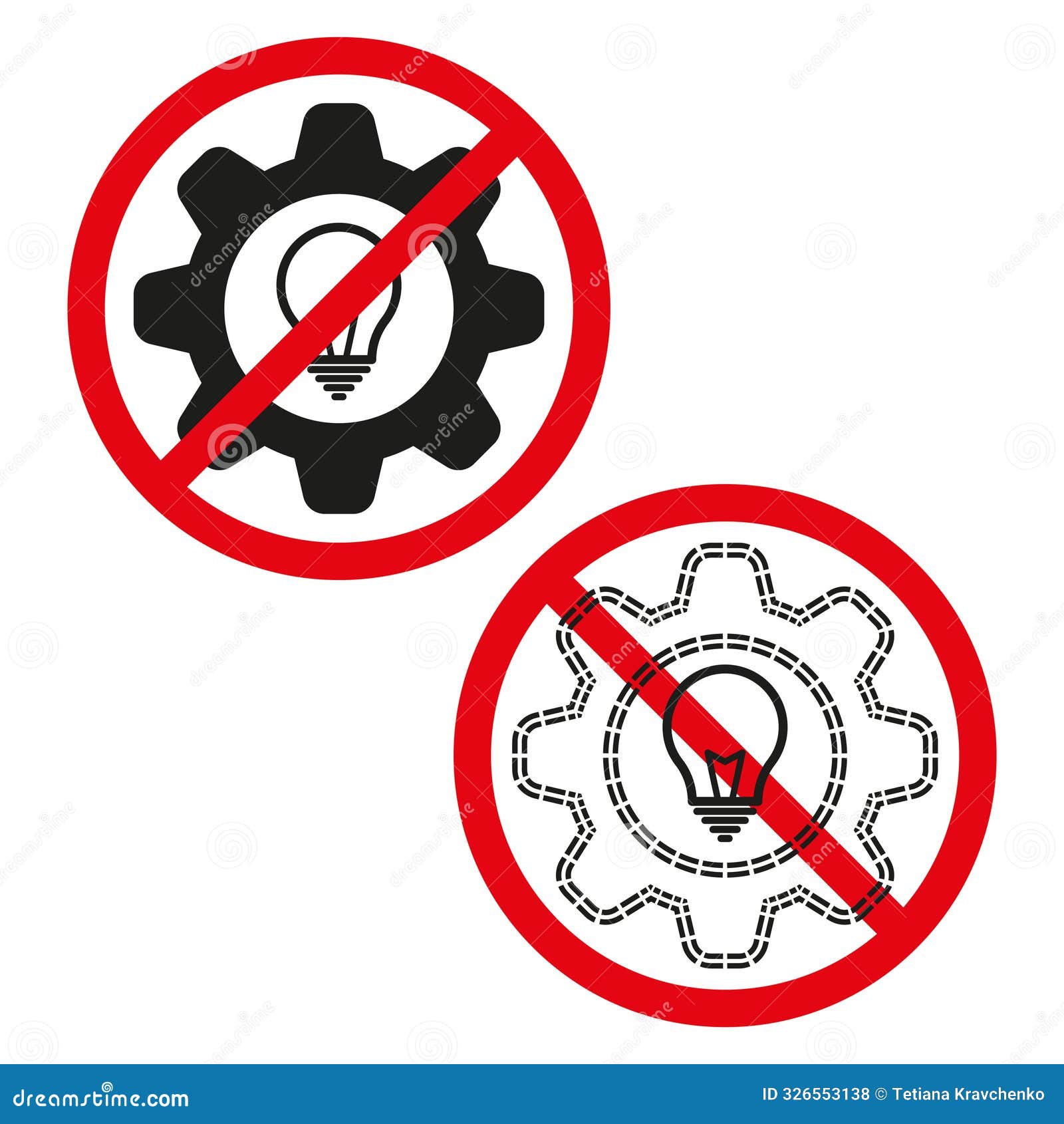 Prohibited Gear Icons. Black And Red Vector Designs. Four Different ...