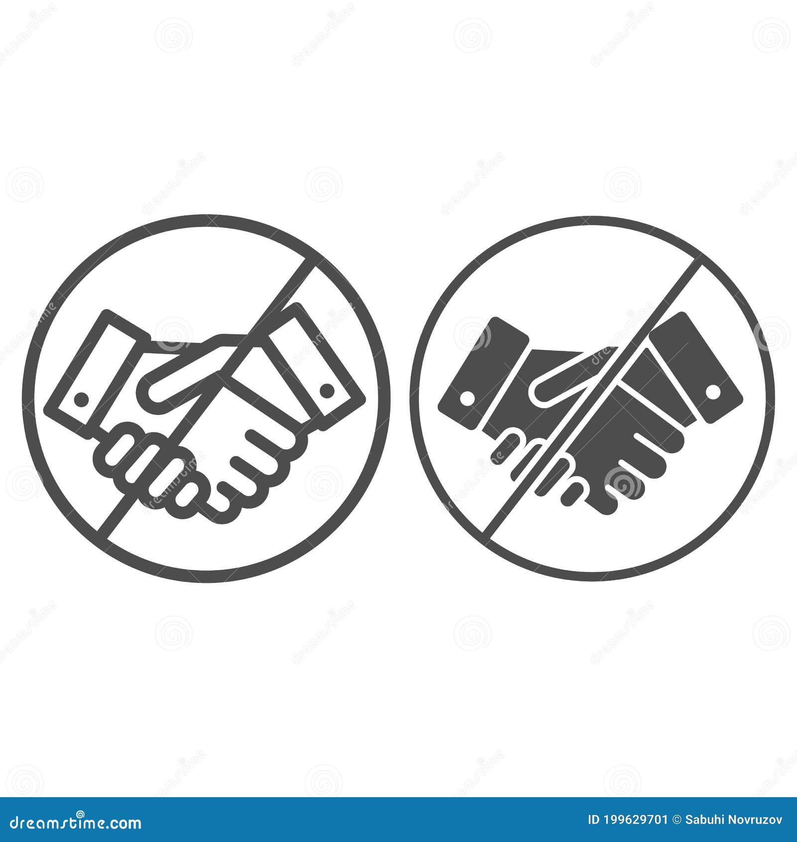 Prohibited Handshake Line and Solid Icon, Economic Sanctions Concept ...