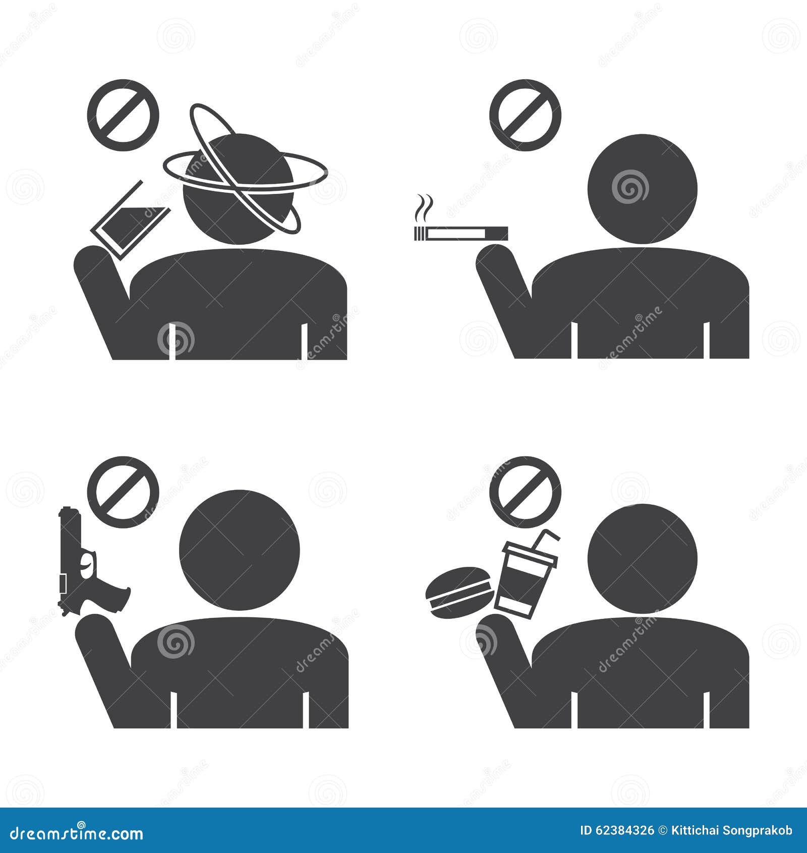 Prohibited icons set stock vector. Illustration of caution - 62384326