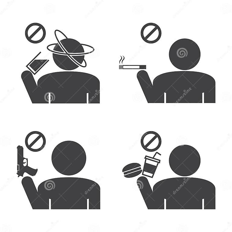 Prohibited icons set stock vector. Illustration of caution - 62384326
