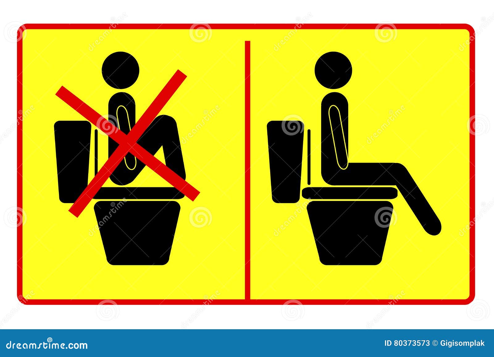 Prohibited and Instruction Sign at Toilet Stock Vector - Illustration ...