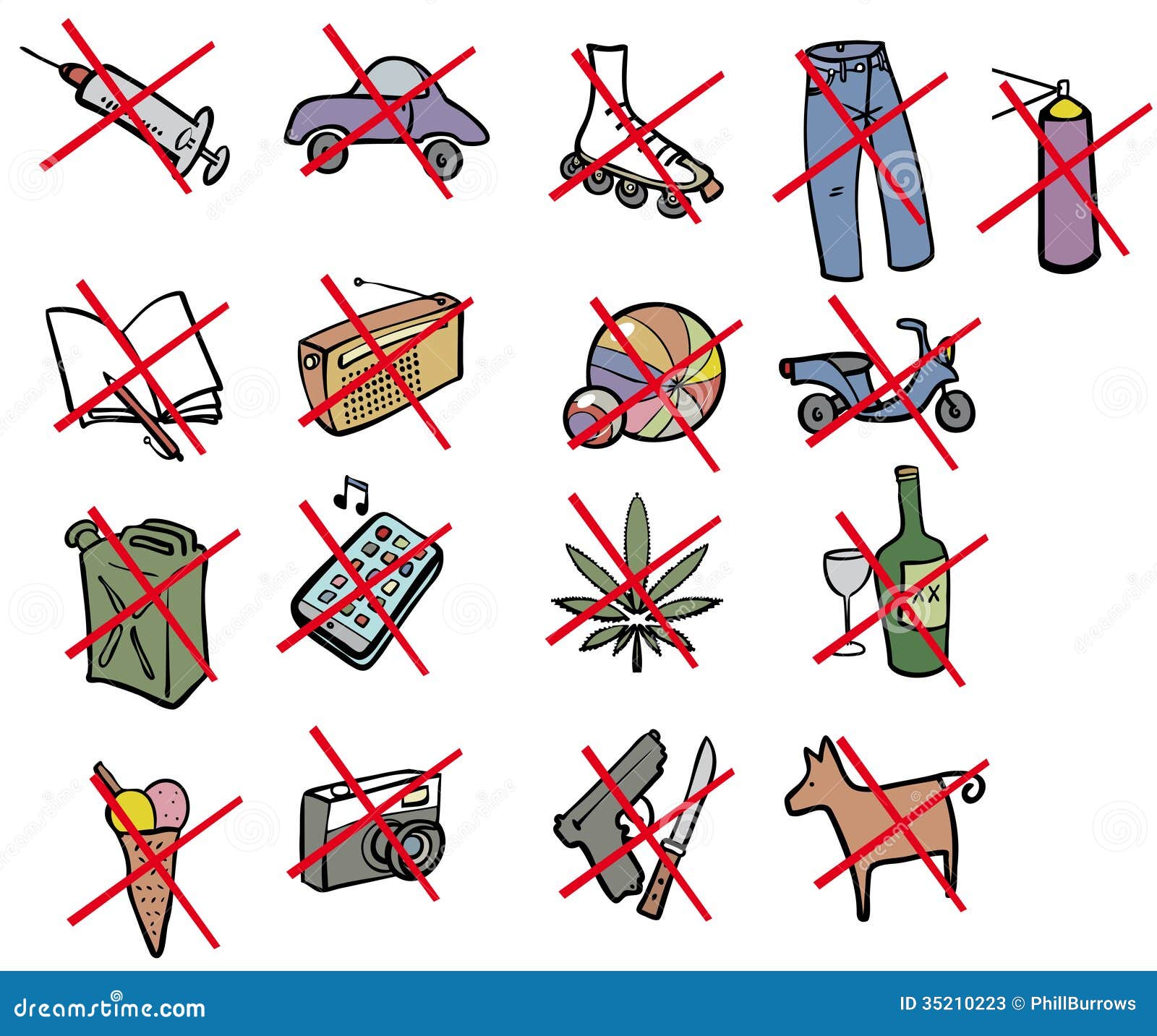 Prohibited items stock vector. Illustration of ringtone - 35210223