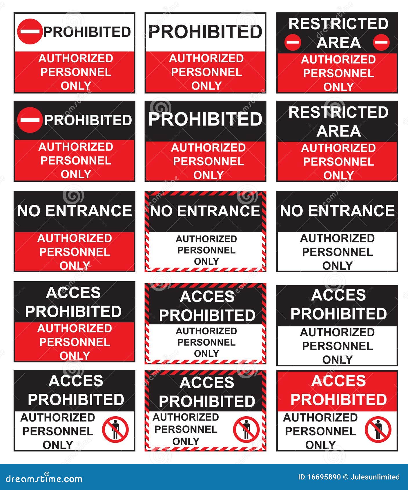 Prohibited - No Entrance Signs Collection Vector Illustration ...