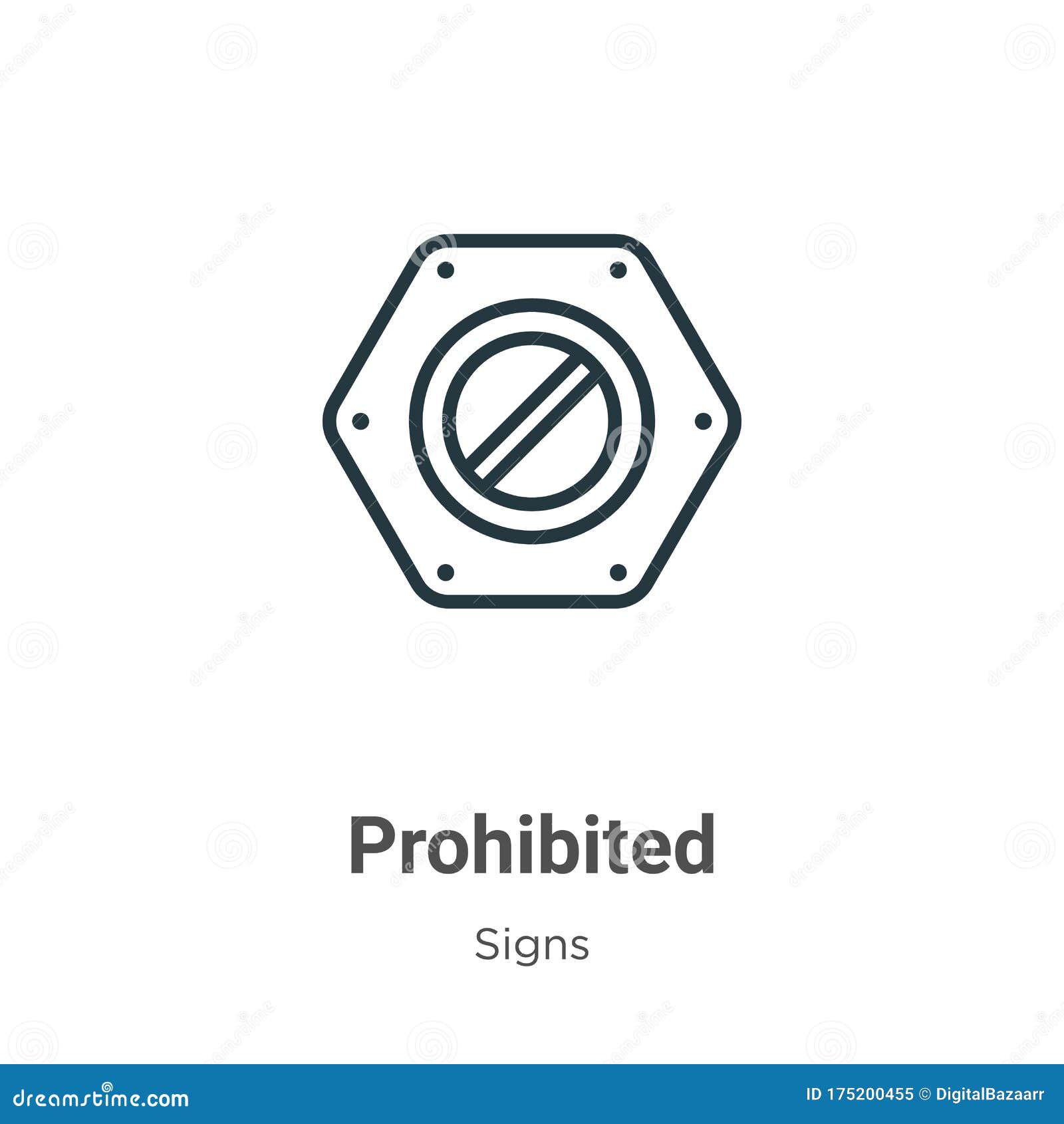 Prohibited Outline Vector Icon. Thin Line Black Prohibited Icon, Flat ...