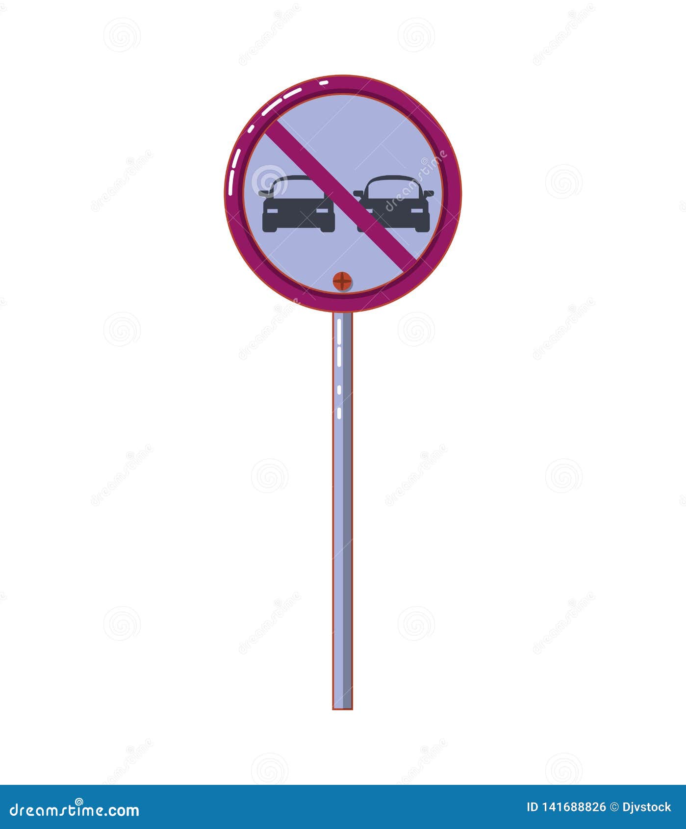 Prohibited Overtake Traffic Signage Vector Illustration | CartoonDealer ...