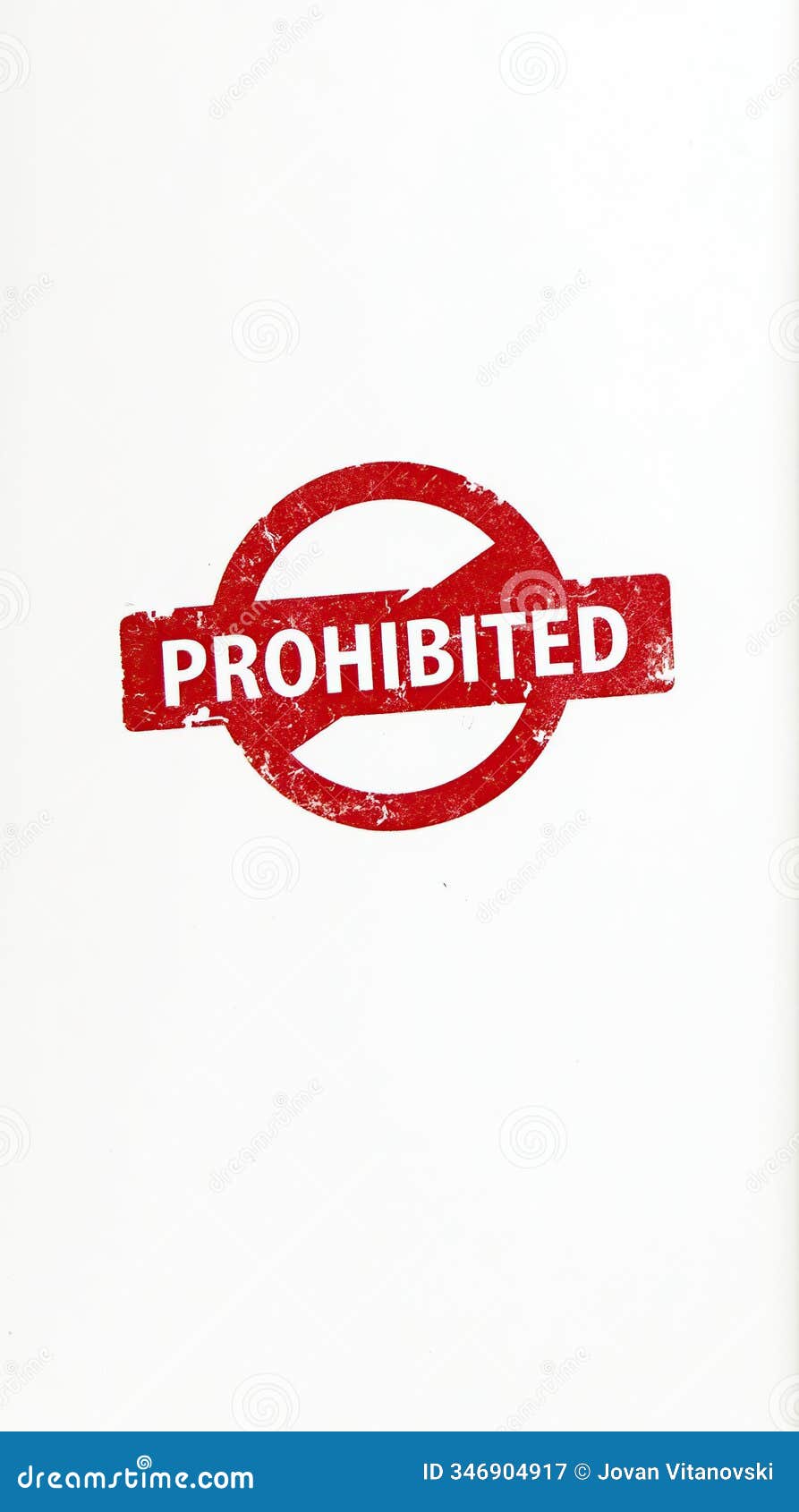 Prohibited Red Ink Stamp on Simple White Background Stock Illustration ...