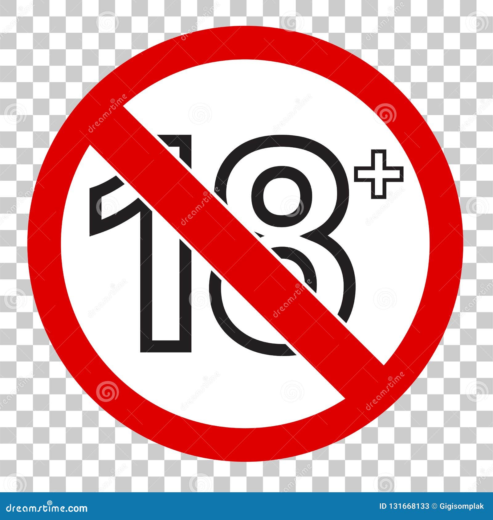 Prohibited Sign, for 18 and Above, at Transparent Effect Backgrund ...
