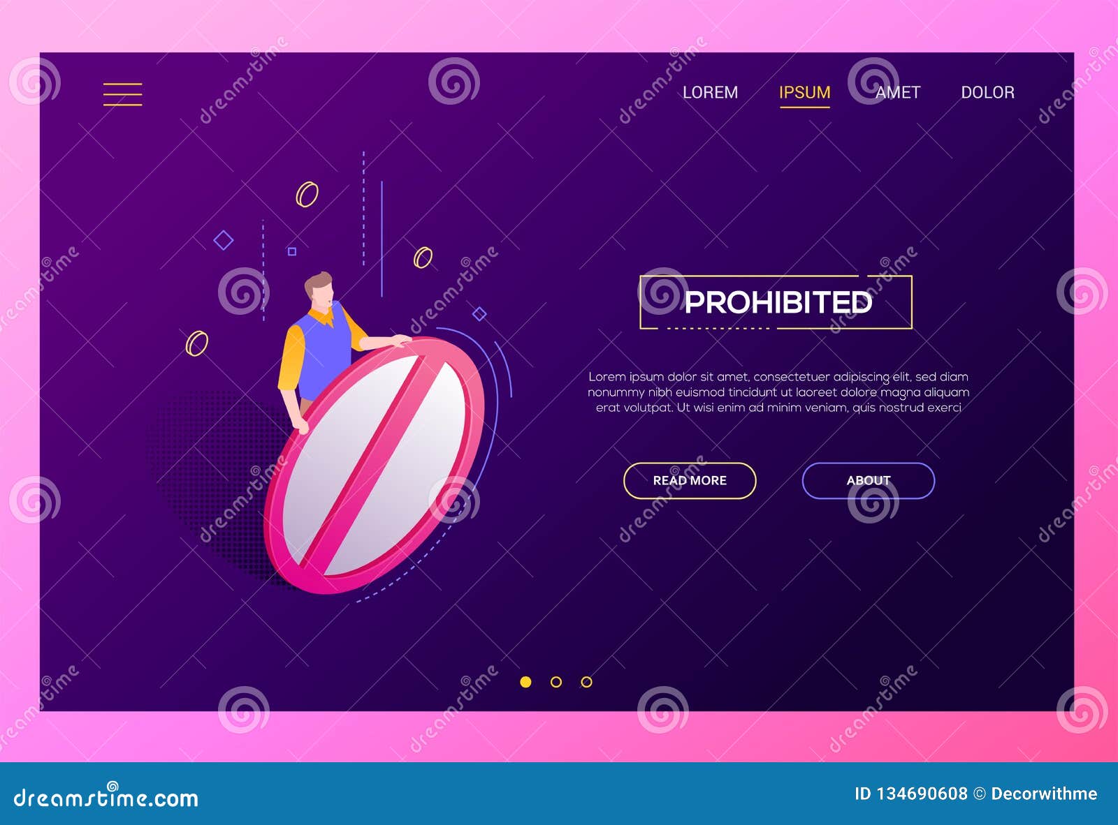 Prohibited Sign - Modern Isometric Vector Web Banner Stock Vector ...