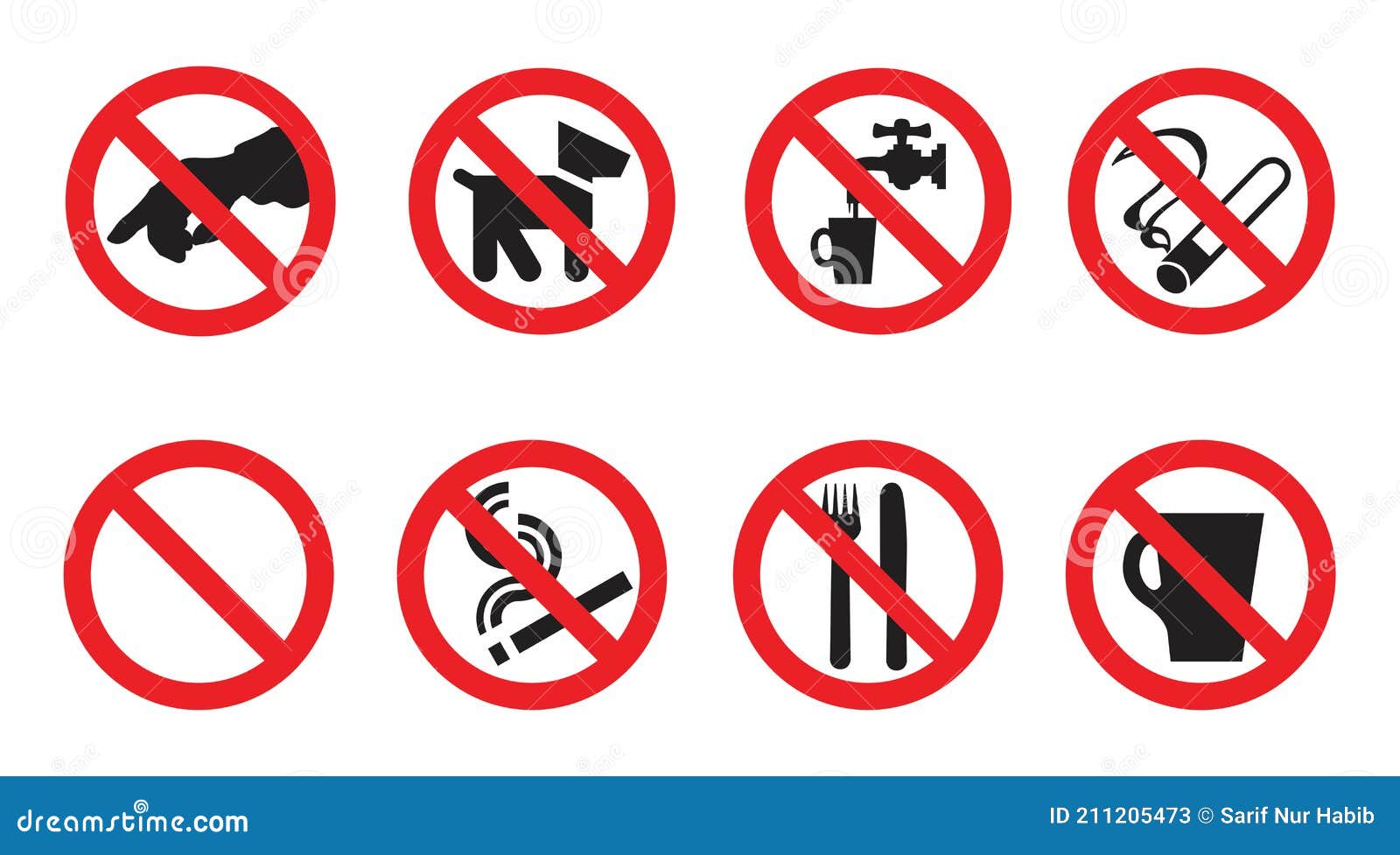 Prohibited sign pack stock vector. Illustration of packaging - 211205473