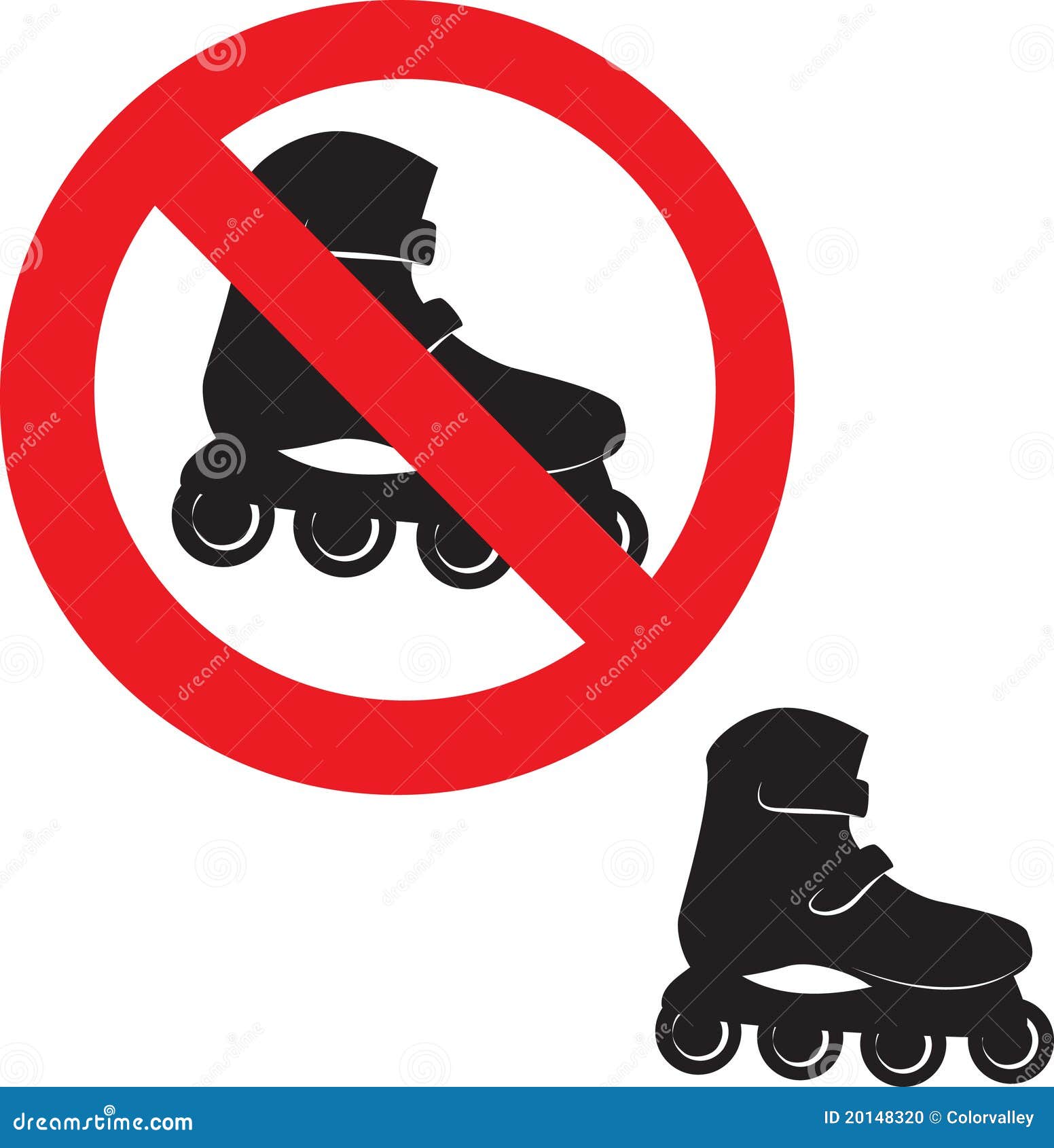 Prohibited Sign. Roller Skate Icon. Vector Illustration | CartoonDealer ...