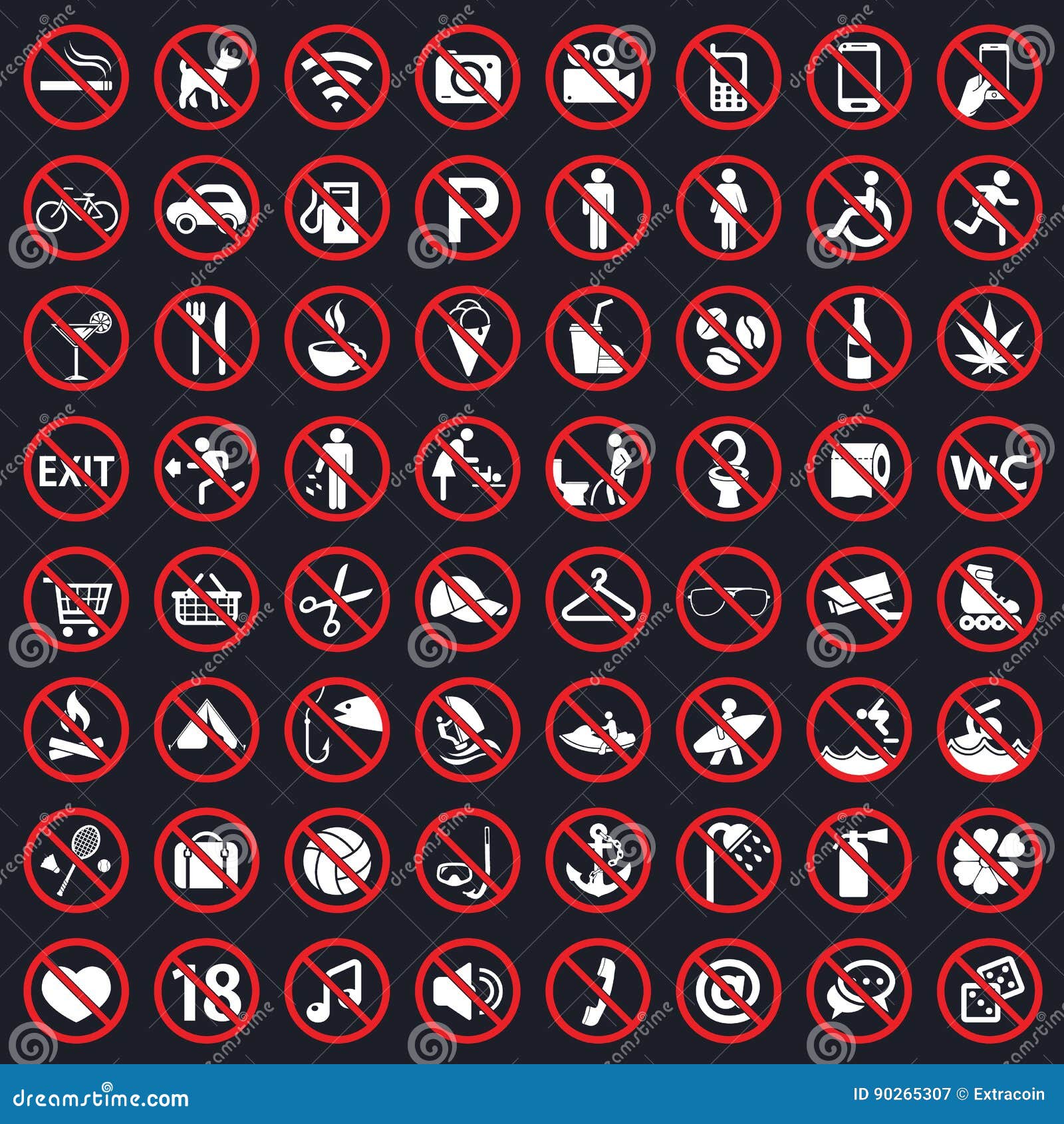 Prohibited Signs icon stock vector. Illustration of camera - 90265307
