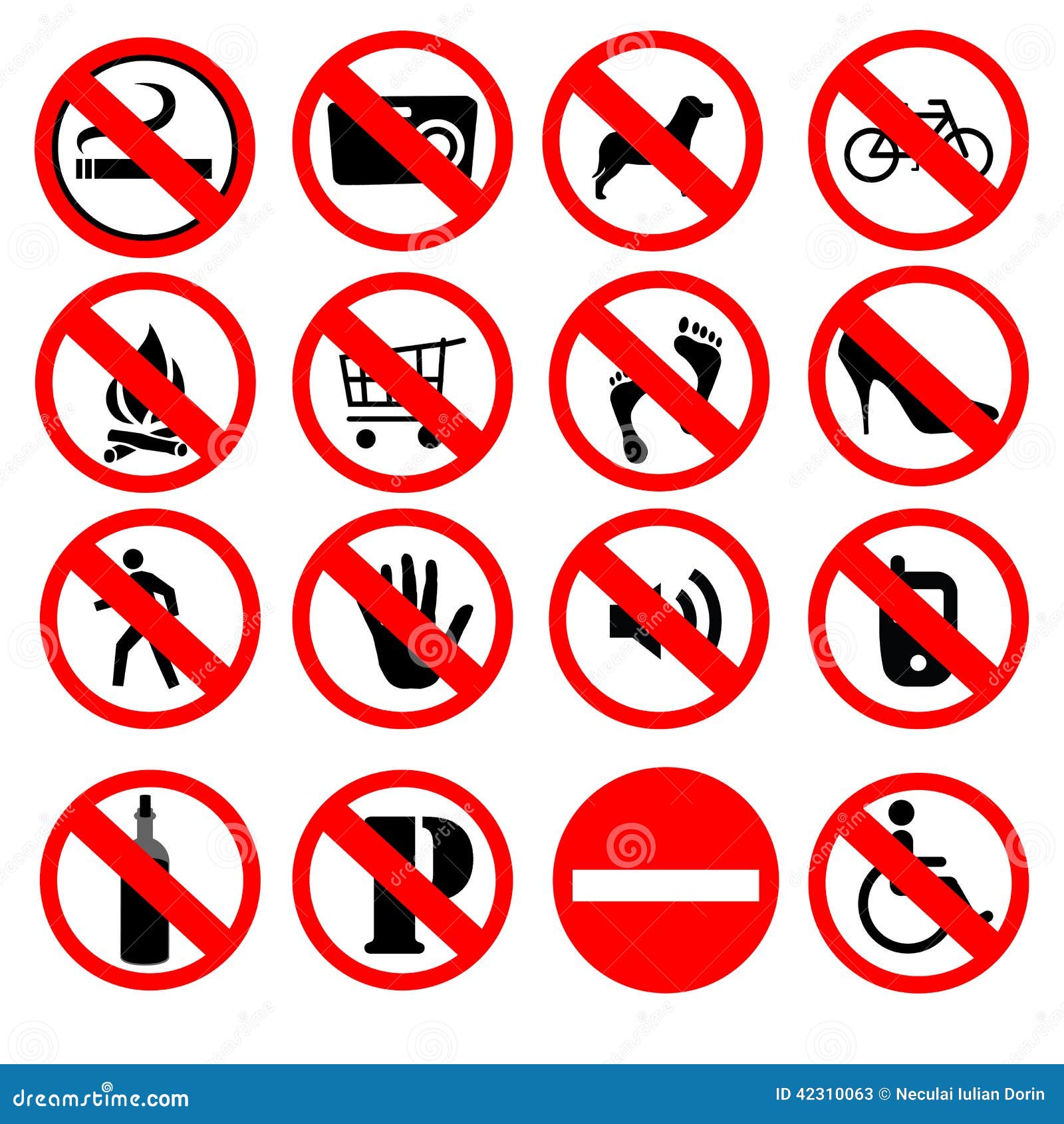Prohibited signs stock vector. Illustration of design - 42310063