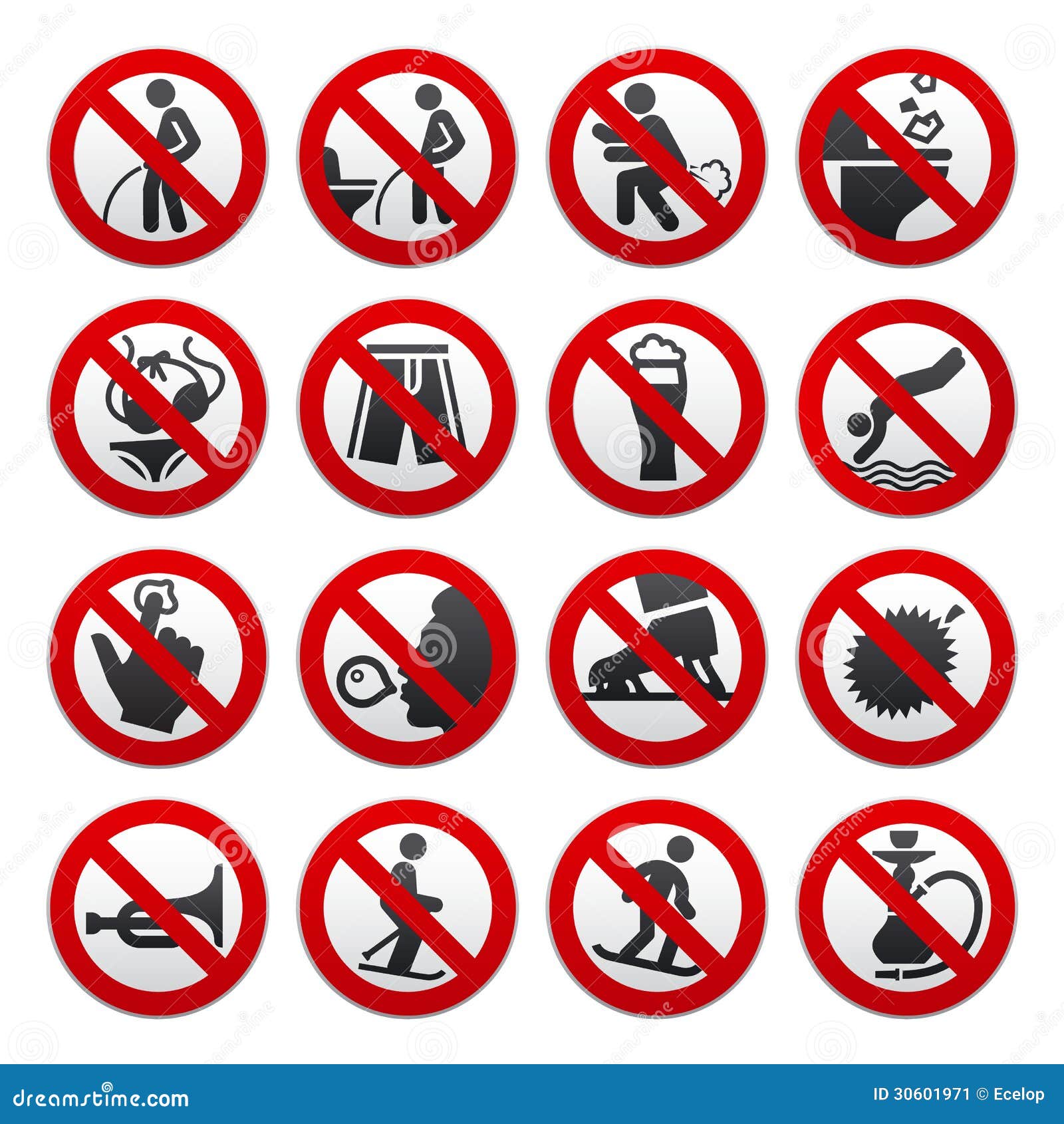 Prohibited signs stock vector. Illustration of signal - 30601971