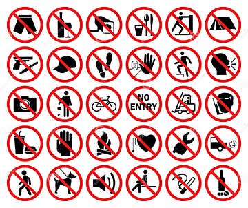 30 Prohibited Symbols in Total Vector Illustration. Stock Illustration ...