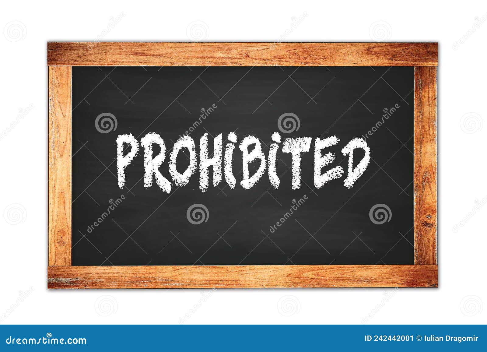 PROHIBITED Text Written on Wooden Frame School Blackboard Stock Image ...