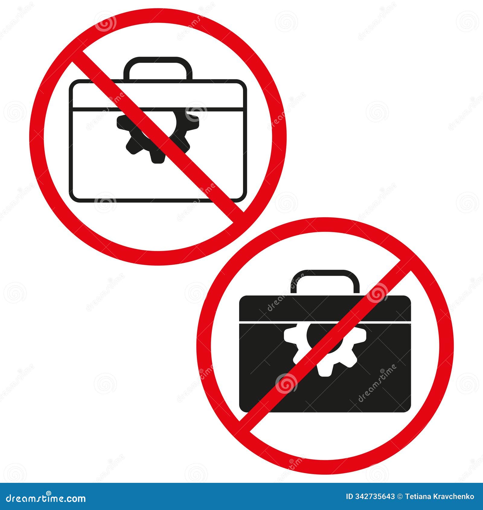 Prohibited Gear Icons. Black And Red Vector Designs. Four Different ...