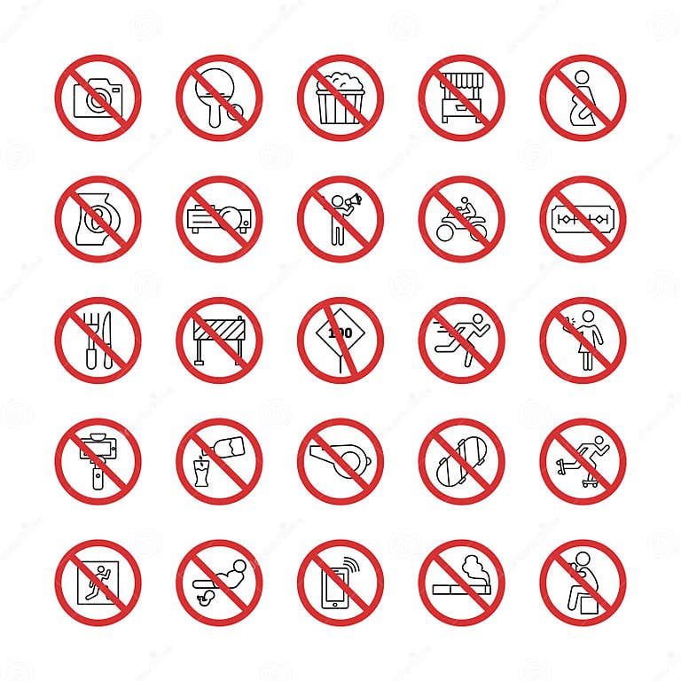 Prohibited Vector Icon Set Every Single Icon Can Easily Modify or Edit ...