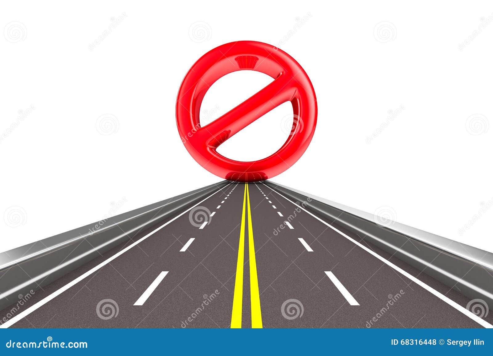 Prohibiting sign on road stock illustration. Illustration of circle ...