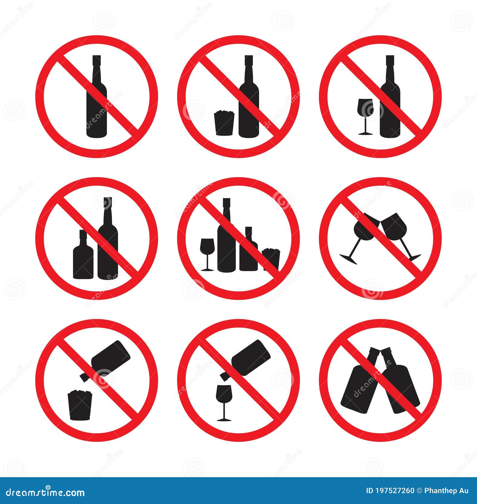 Prohibition of Alcoholic Drinking Sign Stock Vector - Illustration of ...