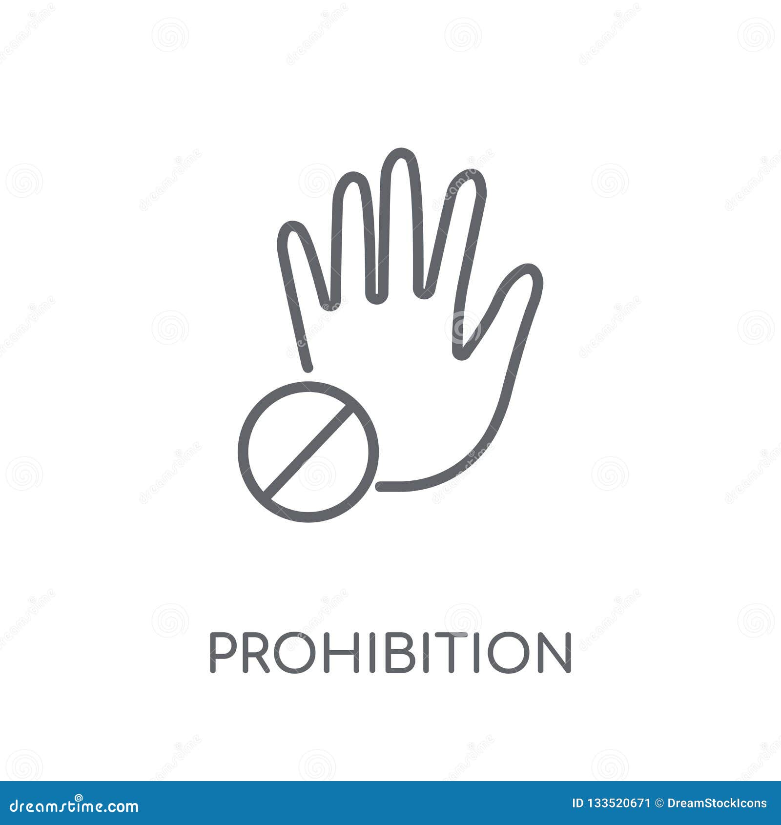 Prohibition Gesture Linear Icon. Modern Outline Prohibition Gest Stock ...