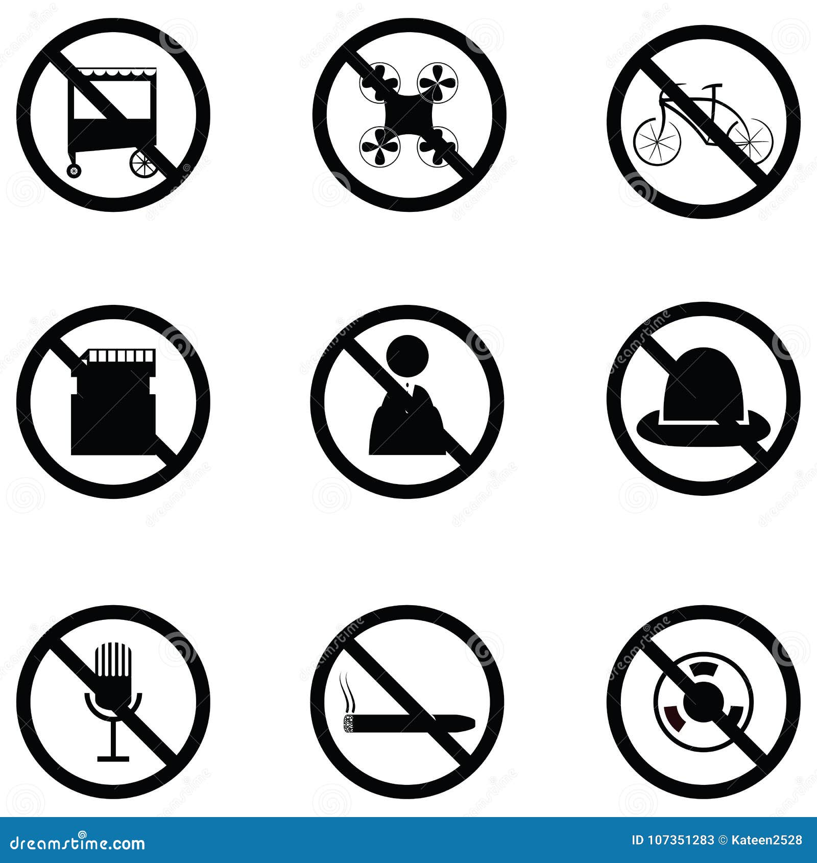 Prohibition icon set stock vector. Illustration of graphic - 107351283