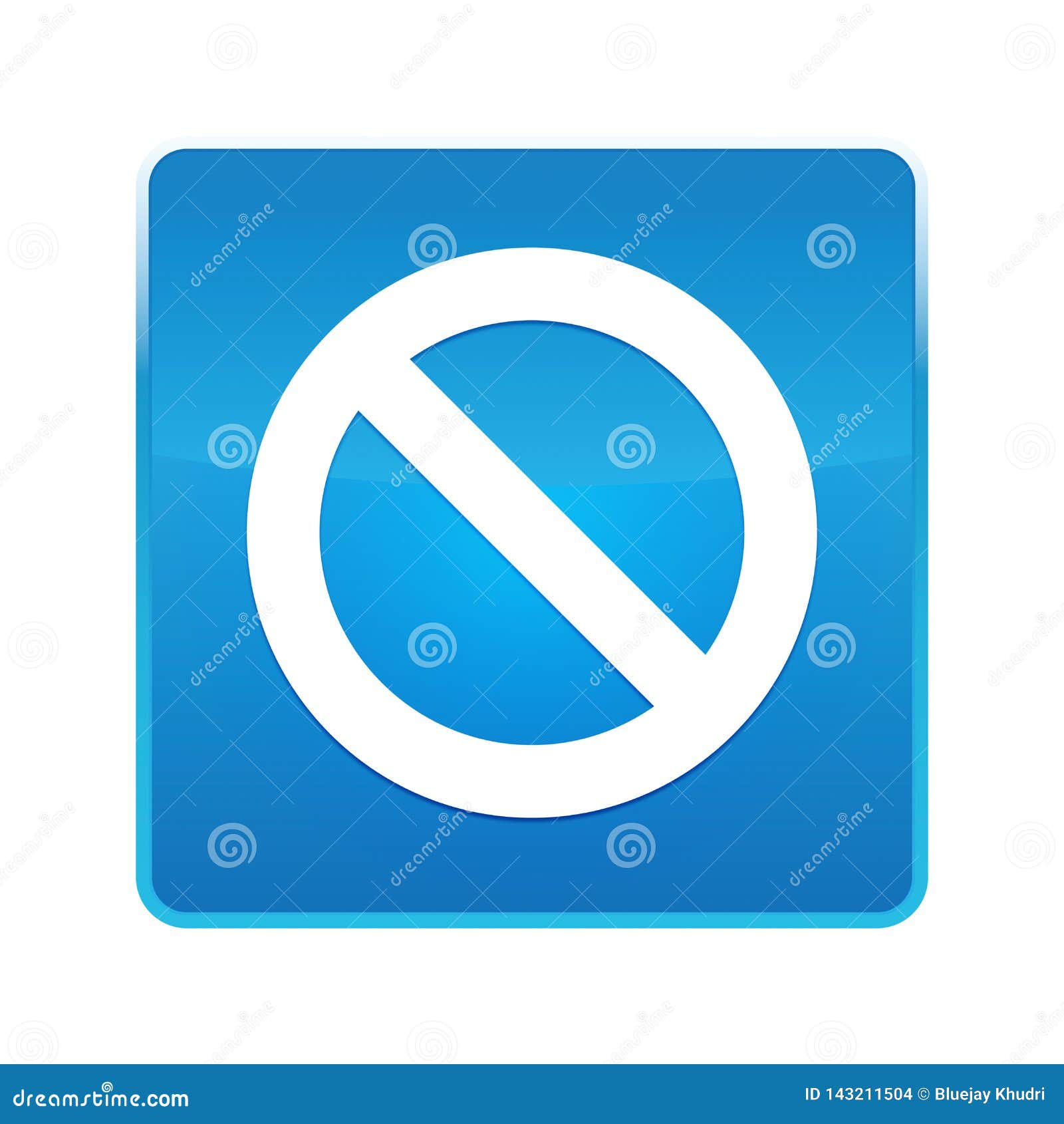 Prohibition Icon Shiny Blue Square Button Stock Illustration ...