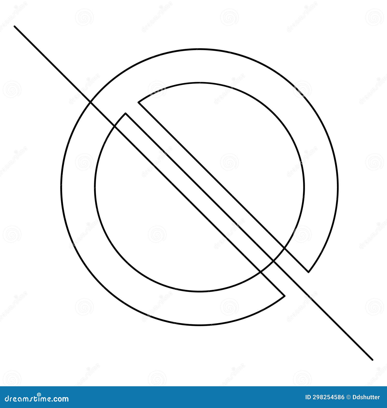 Prohibition Sign Continuous One Line Drawing. Single Line Drawing of ...